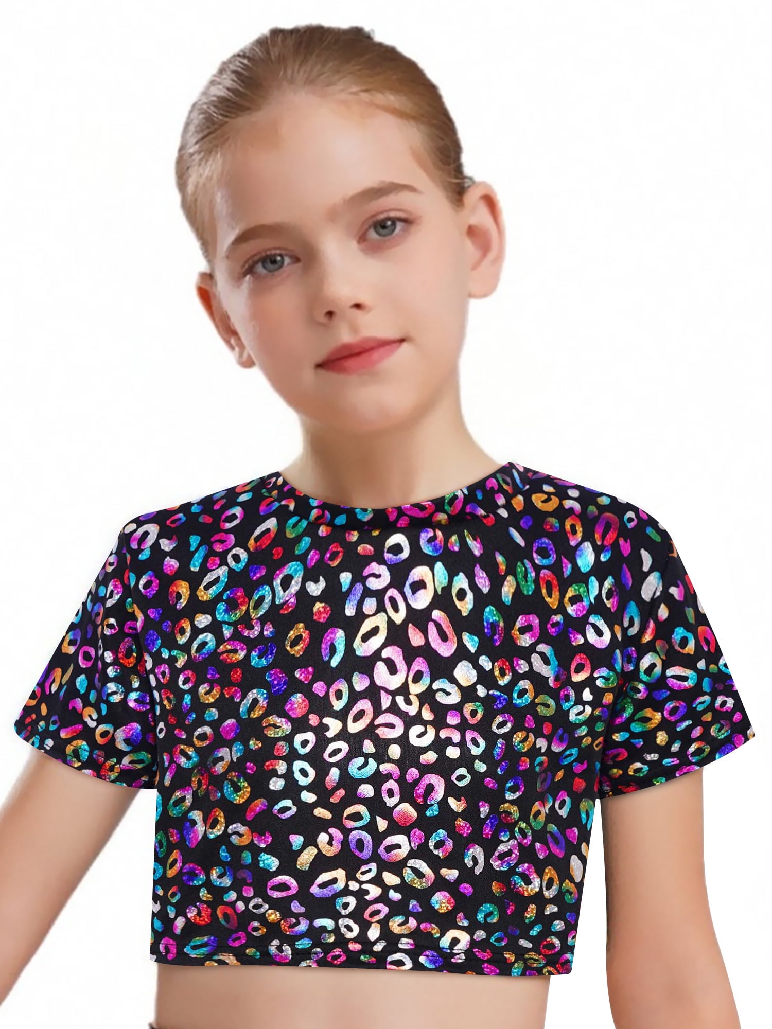 Haitryli Girls Glittery Crop Tops Jazz Dance Performance Dancewear ...