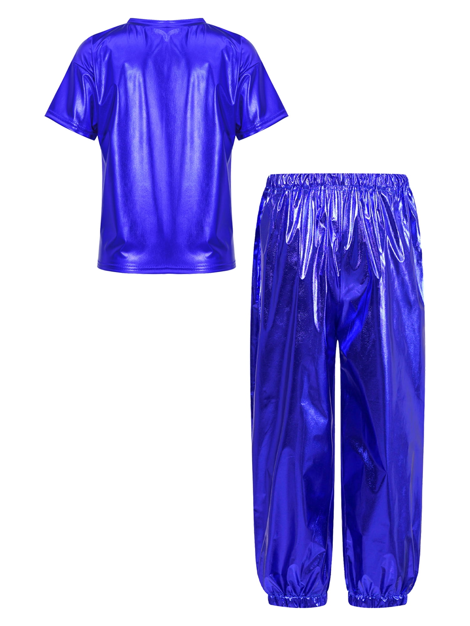 Haitryli Girls Jazz Dance Suit Hip Hop Outfits Metallic T-Shirts with ...