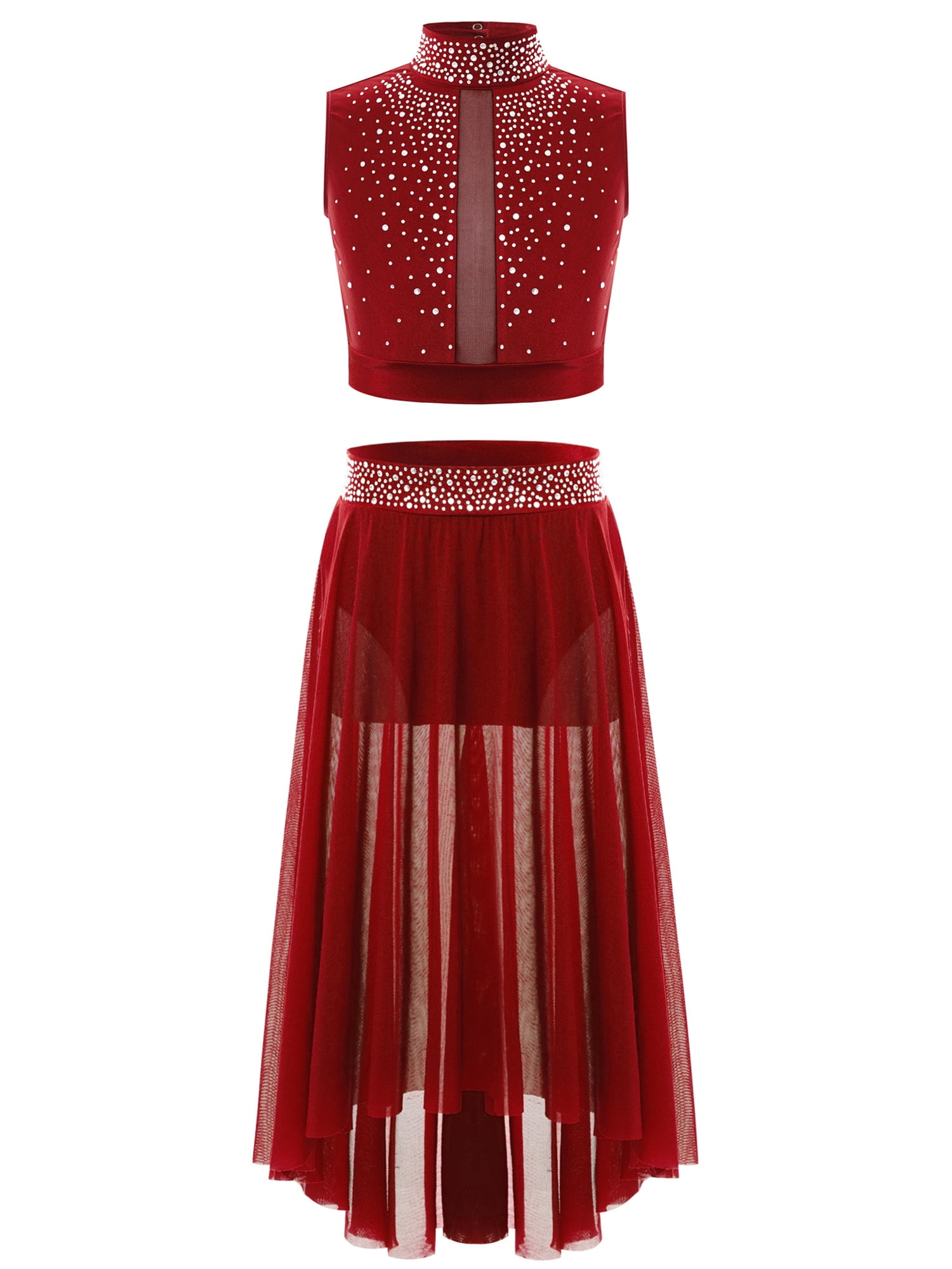 Haitryli Girls Jazz Latin Ballet Costume 2 Piece Modern Dancing Clothes ...
