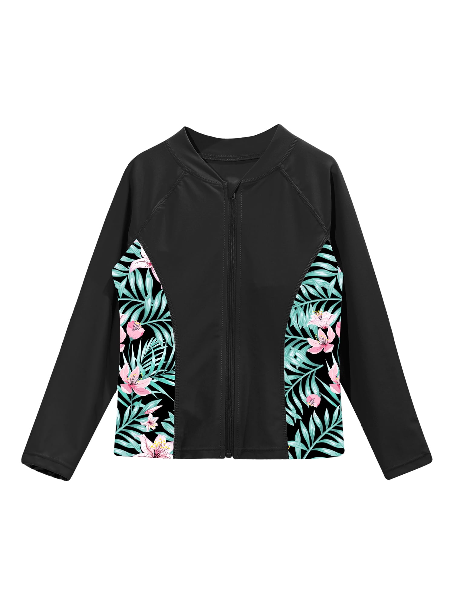 Haitryli Girls Long Sleeve Rash Guard Jacket Front Zipper Beach Swim ...