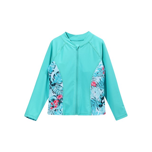 Haitryli Girls Long Sleeve Rash Guard Jacket Front Zipper Beach Swim ...
