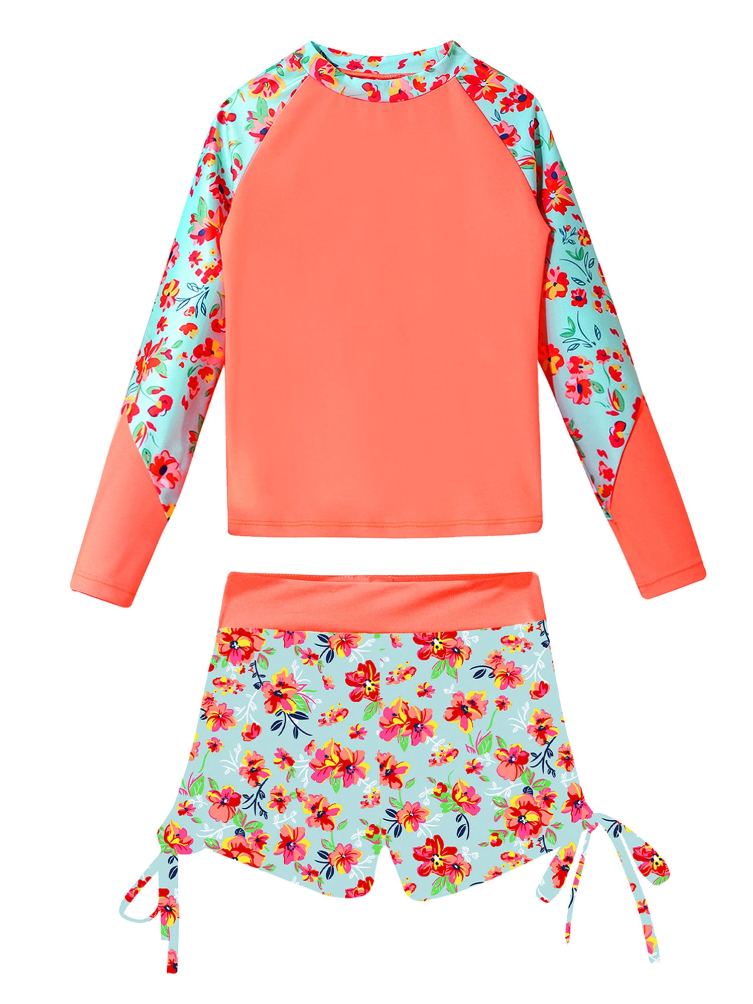 Haitryli Girls Long Sleeve Rash Guard Swimwear Beach Swimming Suit Sun ...