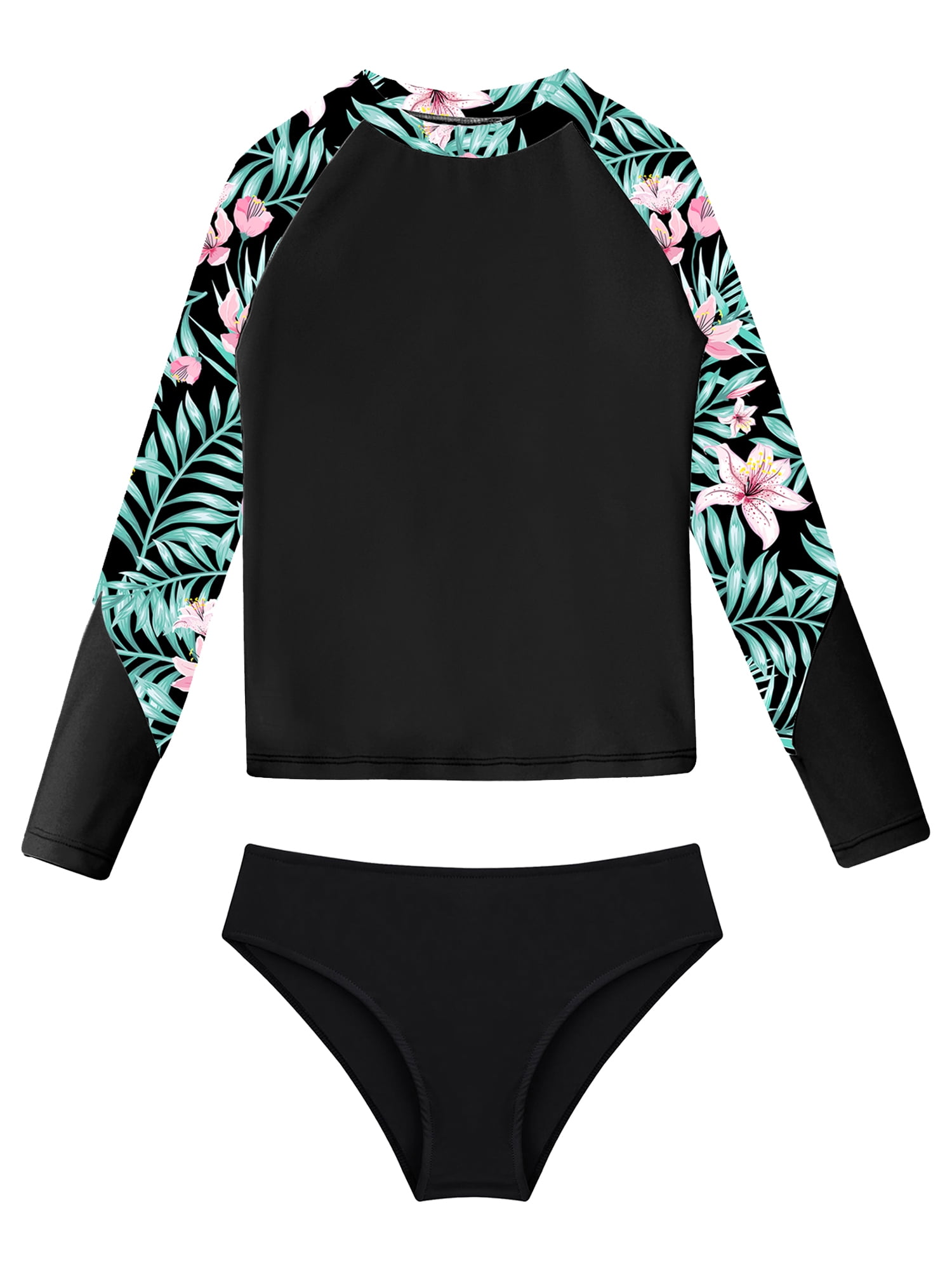 Haitryli Girls Rash Guard Swimwear Shirt and Briefs Beach Swimming ...