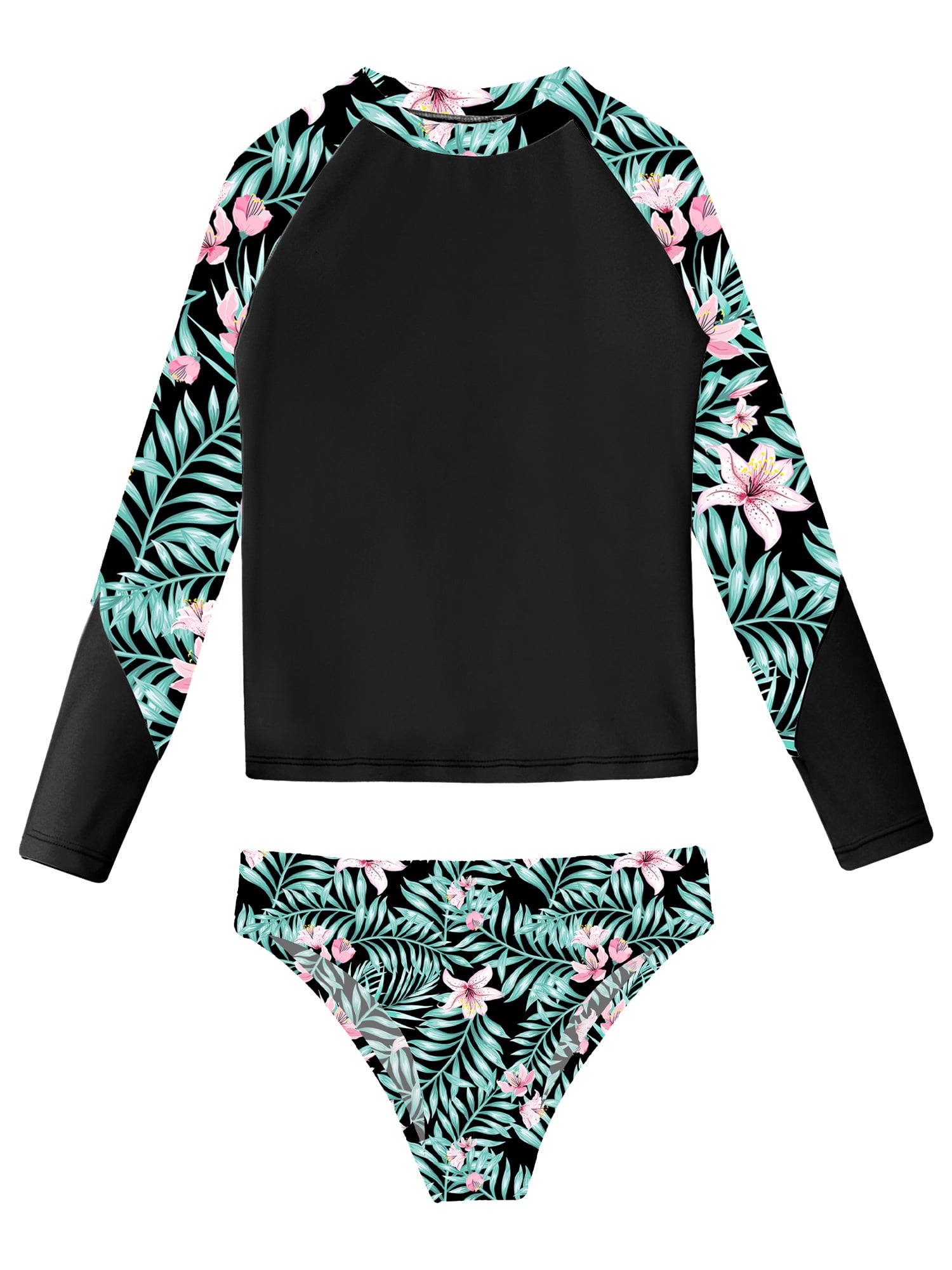 Haitryli Girls Rash Guard Swimwear Shirt and Briefs Beach Swimming ...