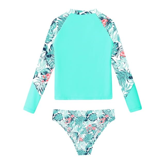 Haitryli Girls Rash Guard Swimwear Shirt and Briefs Beach Swimming ...