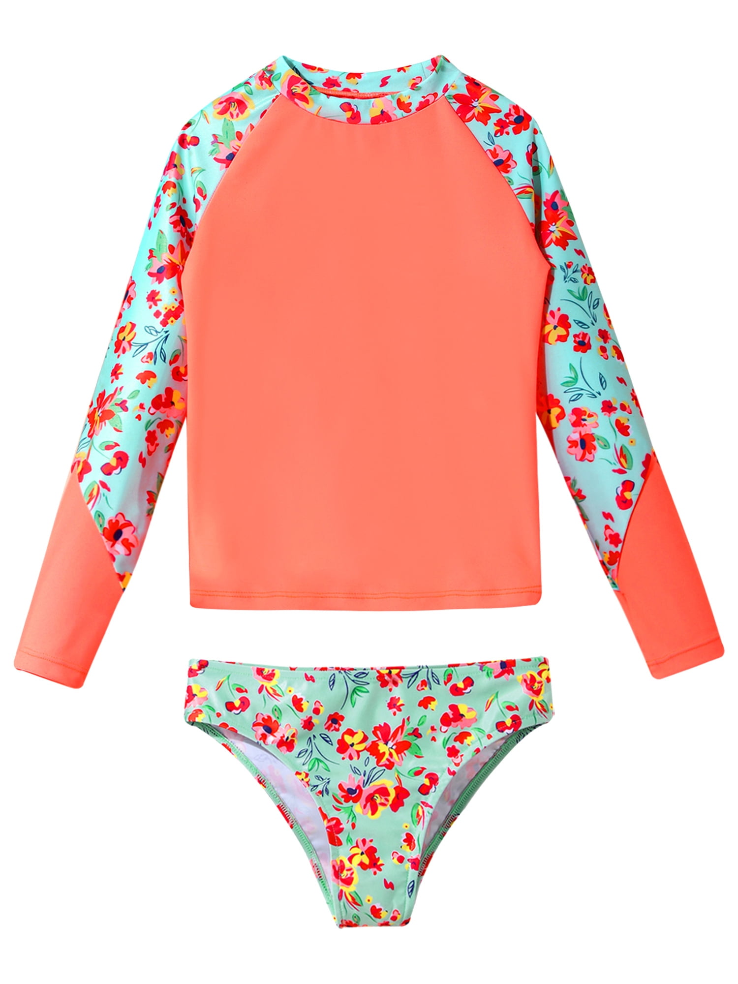 Haitryli Girls Rash Guard Swimwear Shirt and Briefs Beach Swimming ...