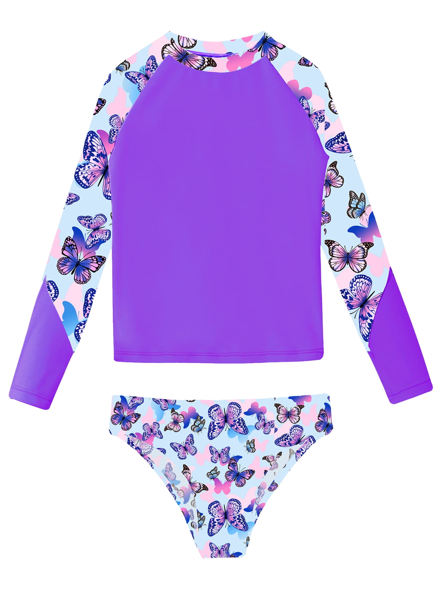 Haitryli Girls Rash Guard Swimwear Shirt and Briefs Beach Swimming ...