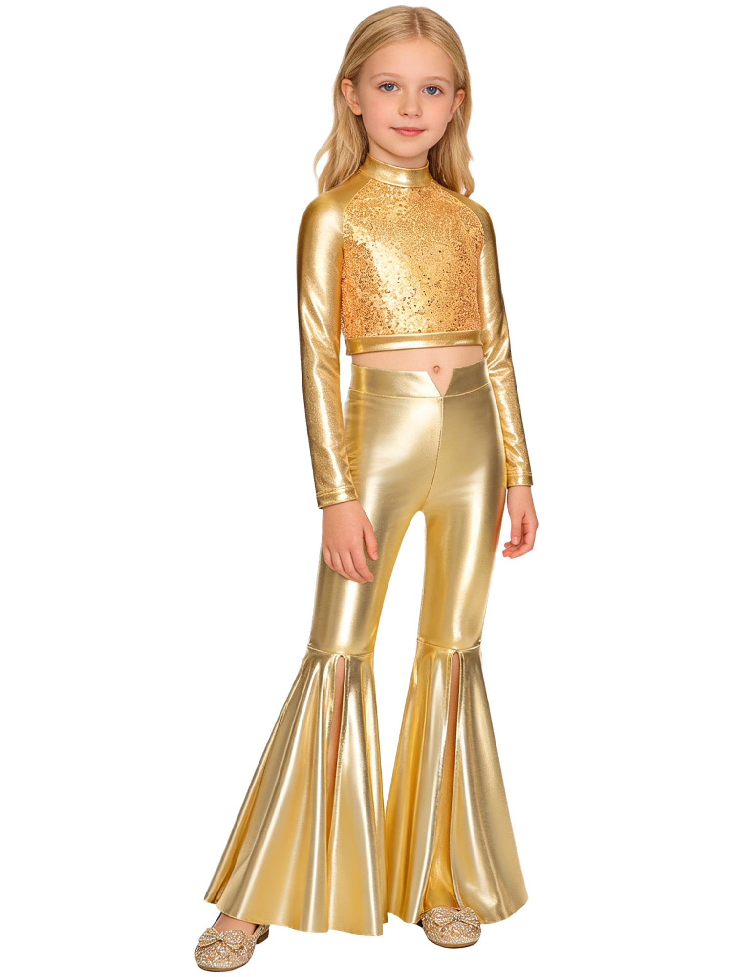 Haitryli Girls' Sequin Dance Clothes Set Hip Hop Jazz Modern Dancing ...