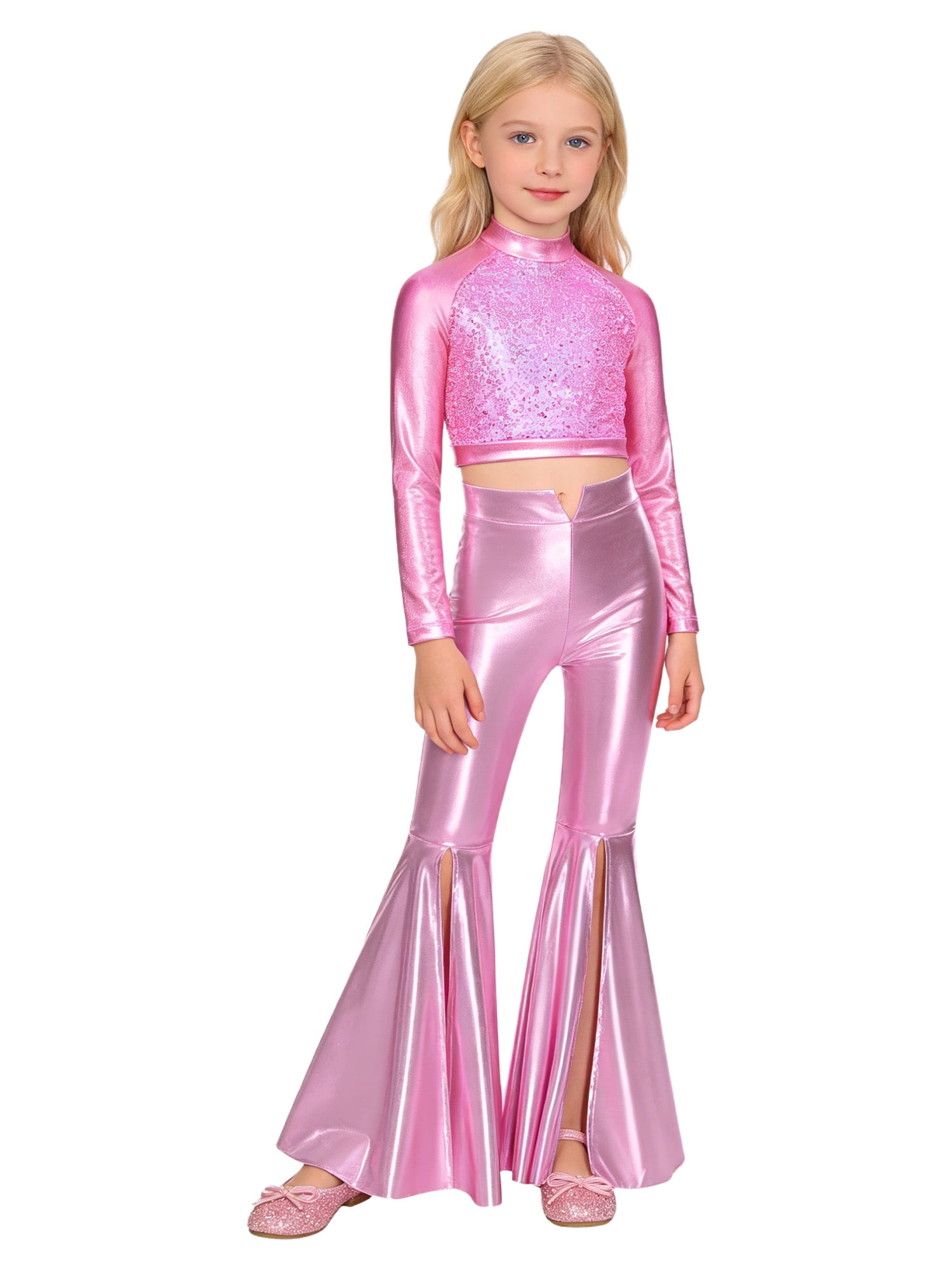 Haitryli Girls' Sequin Dance Clothes Set Hip Hop Jazz Modern Dancing ...