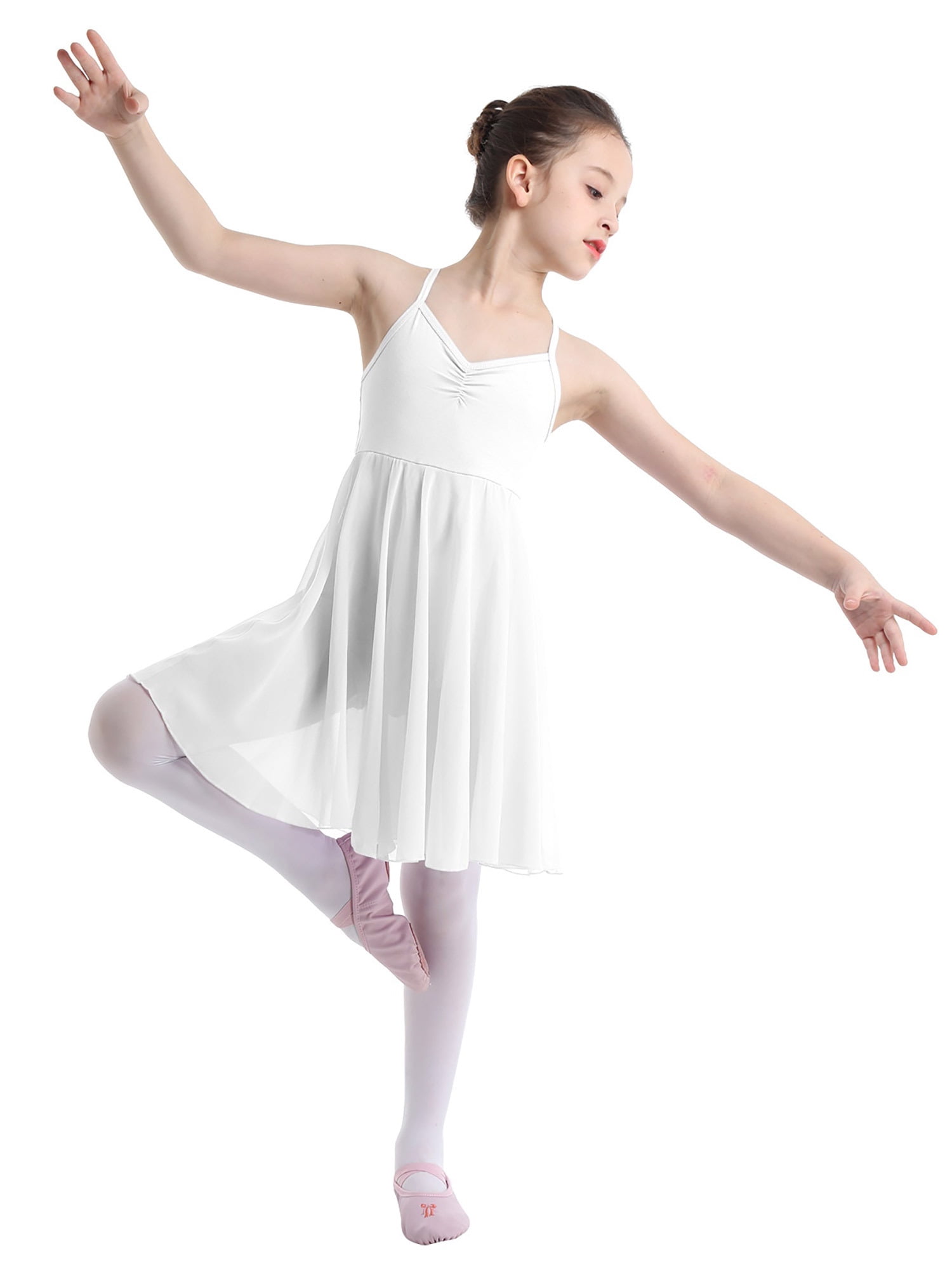 Haitryli Girls Spaghetti Chiffon Ballet Dance Dress Empire Waist ...