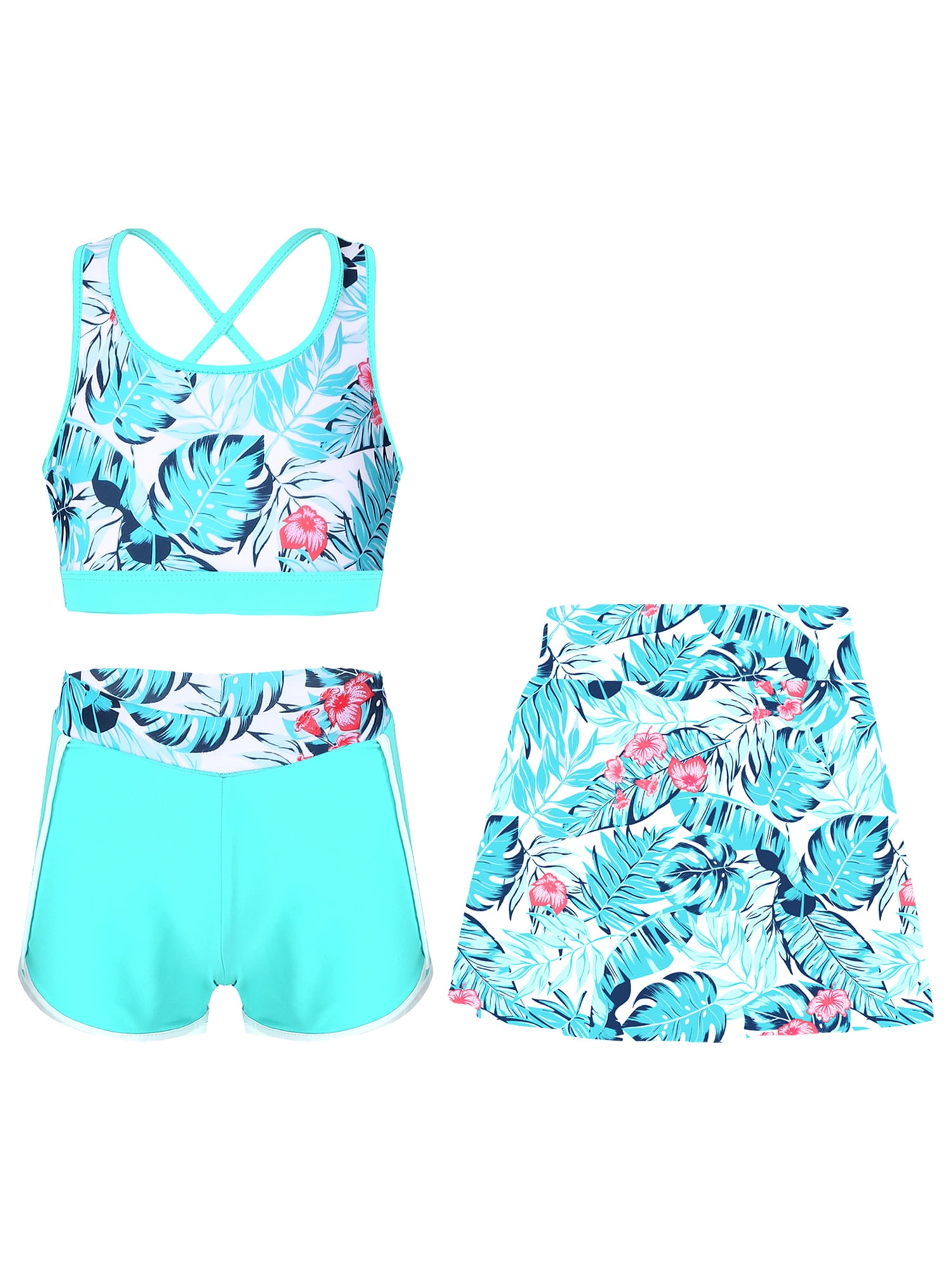 Haitryli Girls Tankini Swimsuit Cross Backless Swimwear for Beach ...