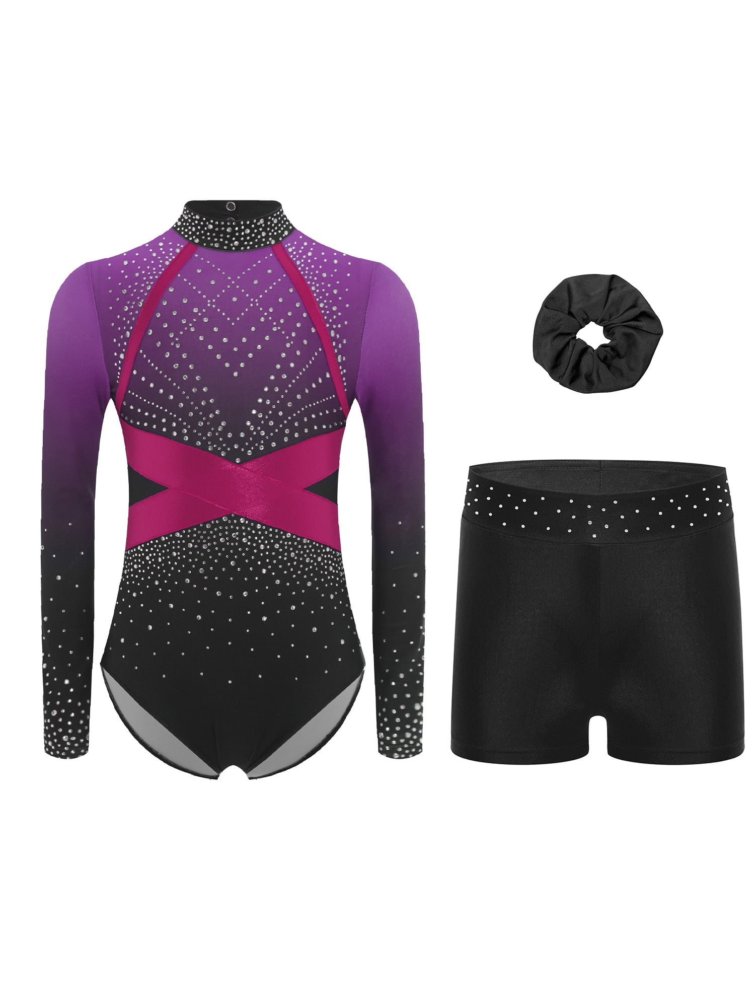 Haitryli Gymnastics Leotard for Girls Long Sleeve Color Block Athletic ...