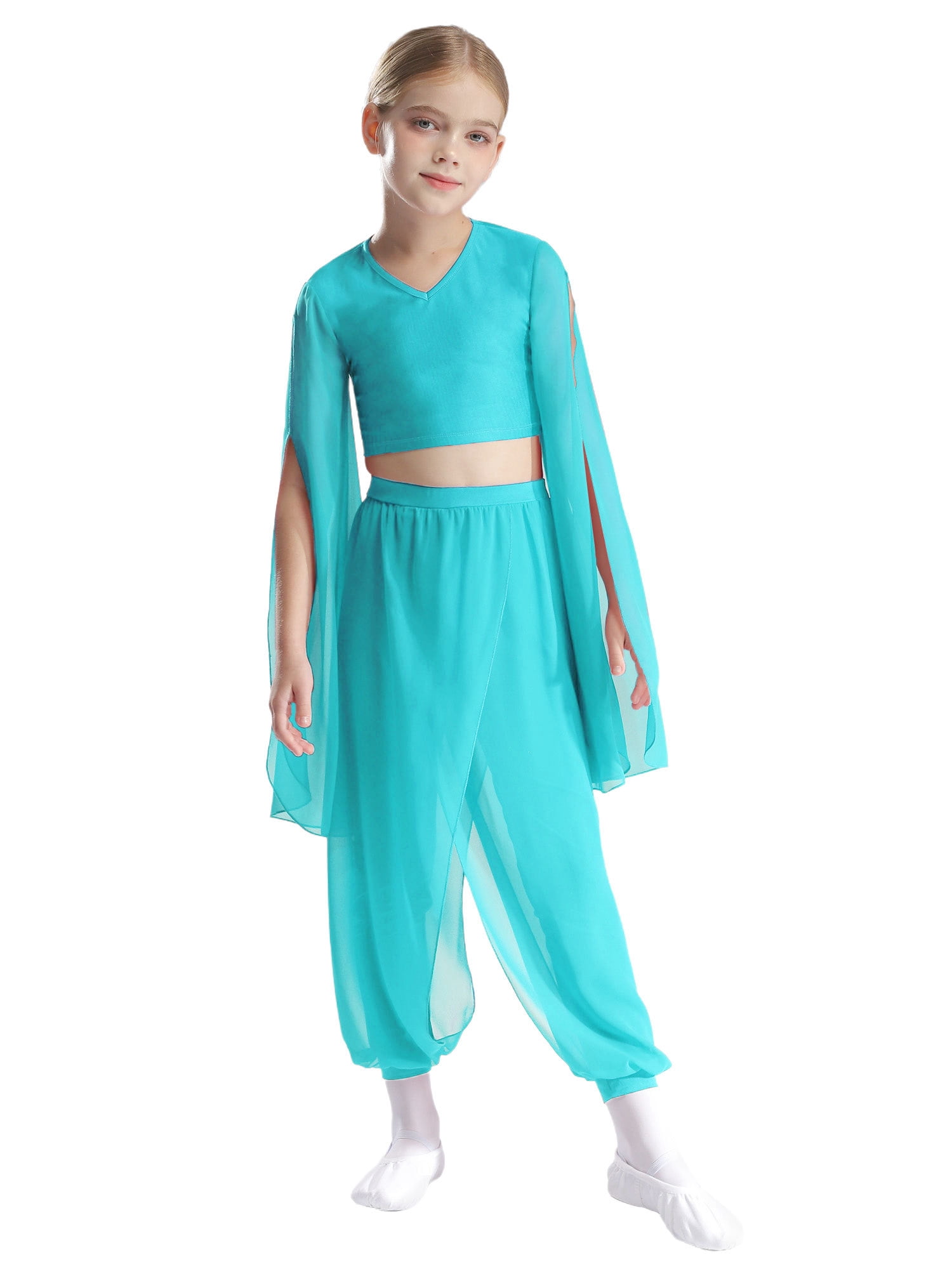 Haitryli Kids Belly Dance Outfits for Girls Lyrical Ballerina Long ...