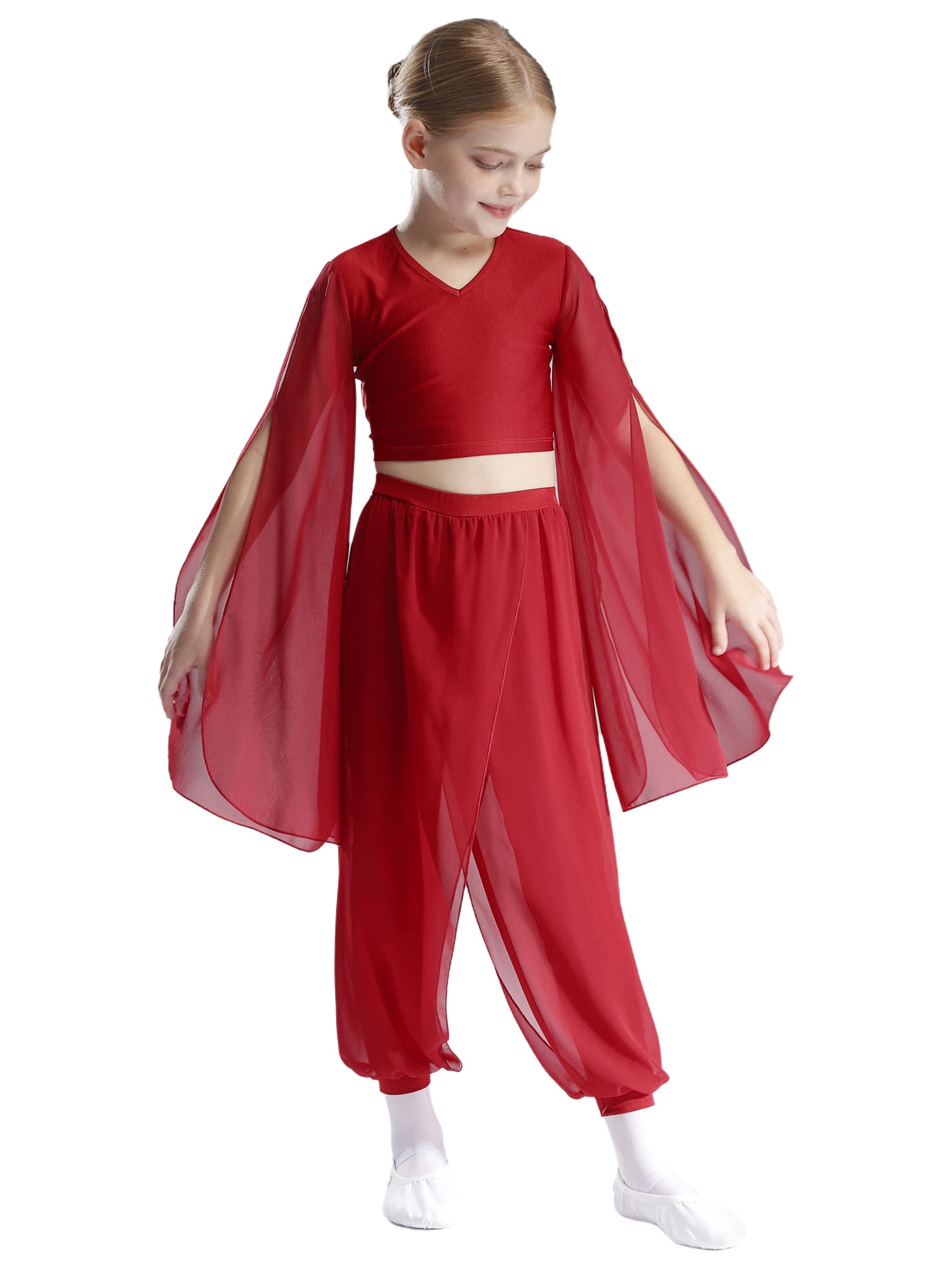 Haitryli Kids Belly Dance Outfits for Girls Lyrical Ballerina Long ...