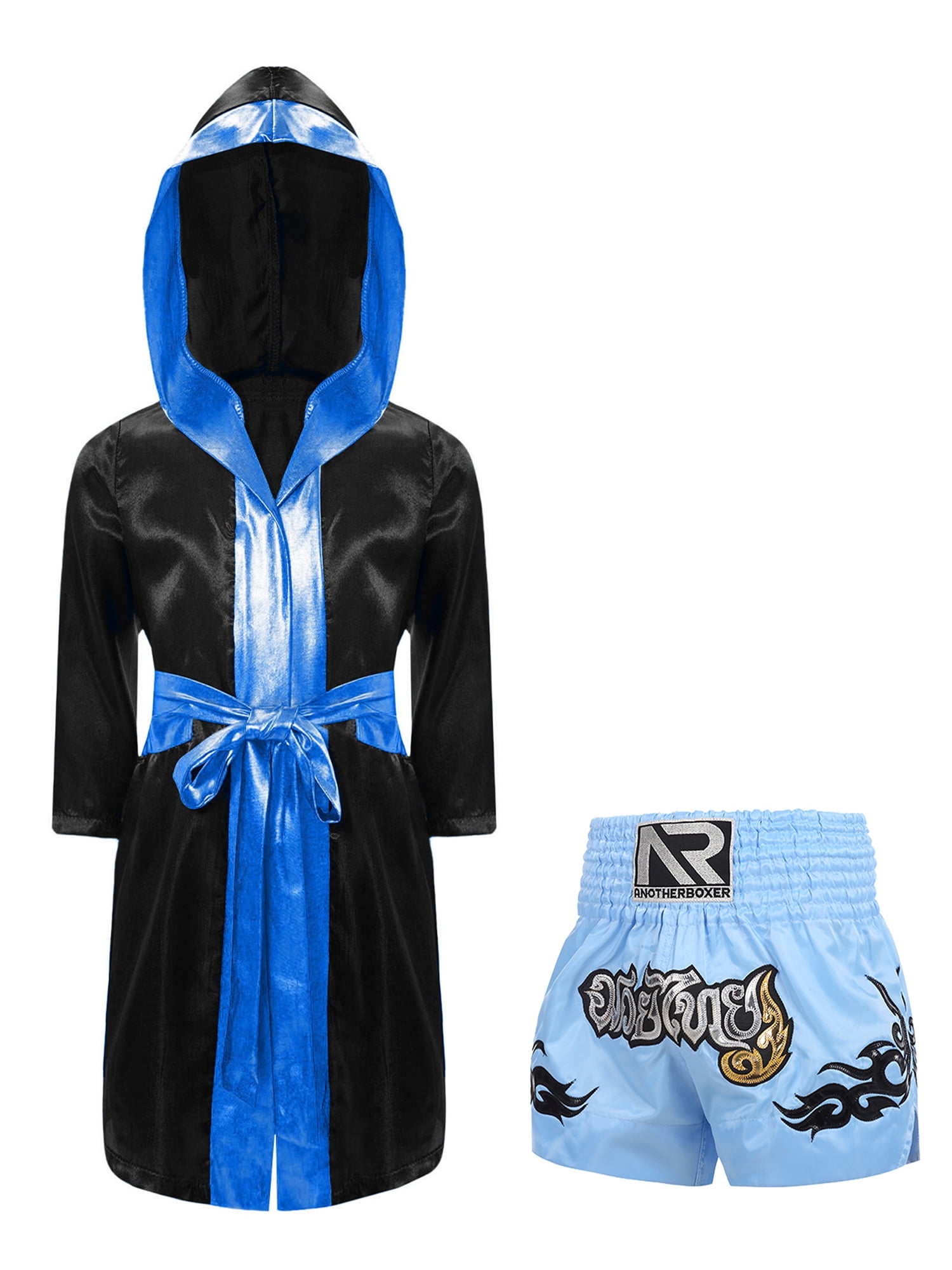 Haitryli Kids Boys Boxing Kickboxing Outfit Long Metallic Trim Satin ...