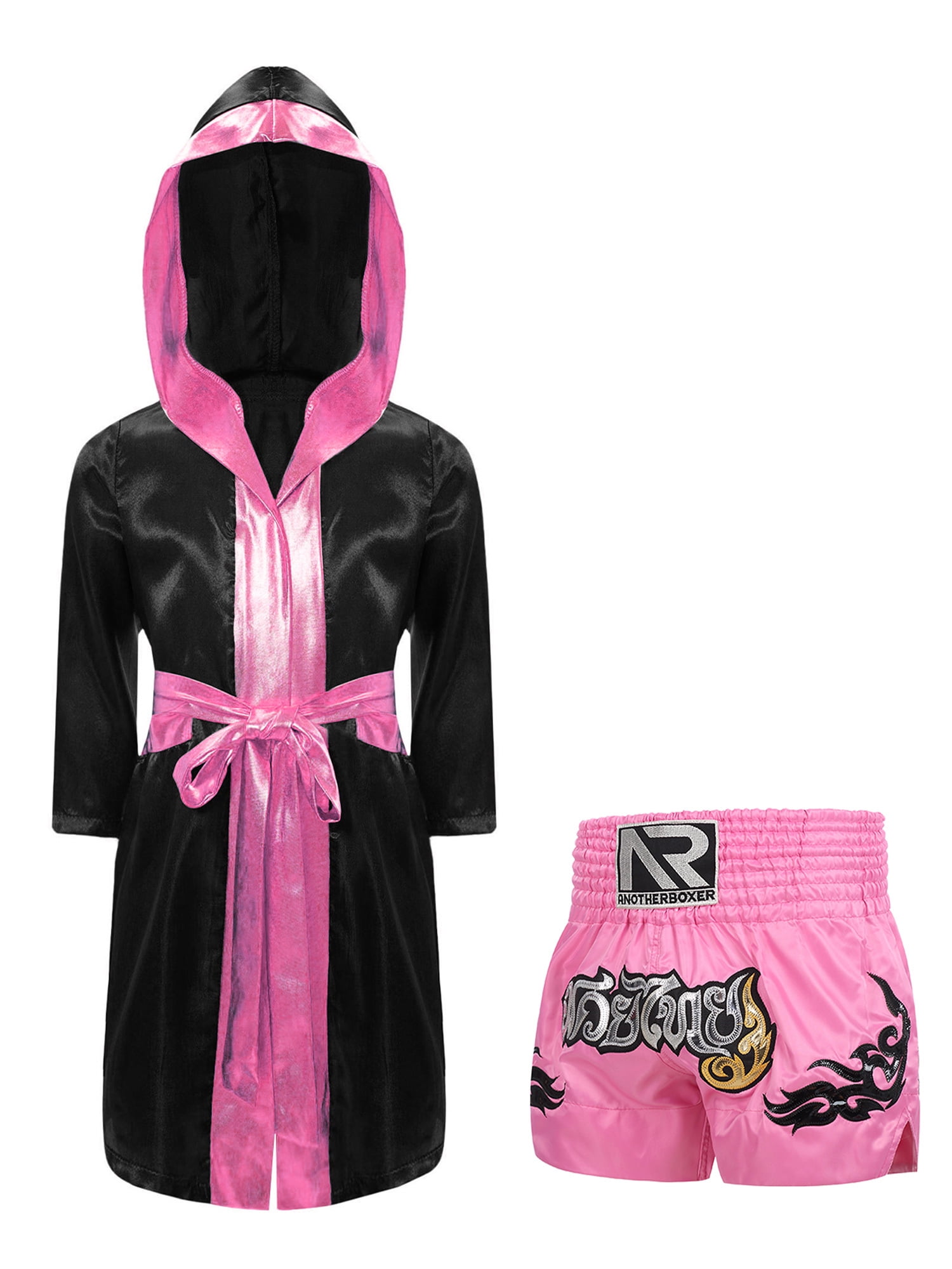 Haitryli Kids Boys Boxing Kickboxing Outfit Long Metallic Trim Satin ...