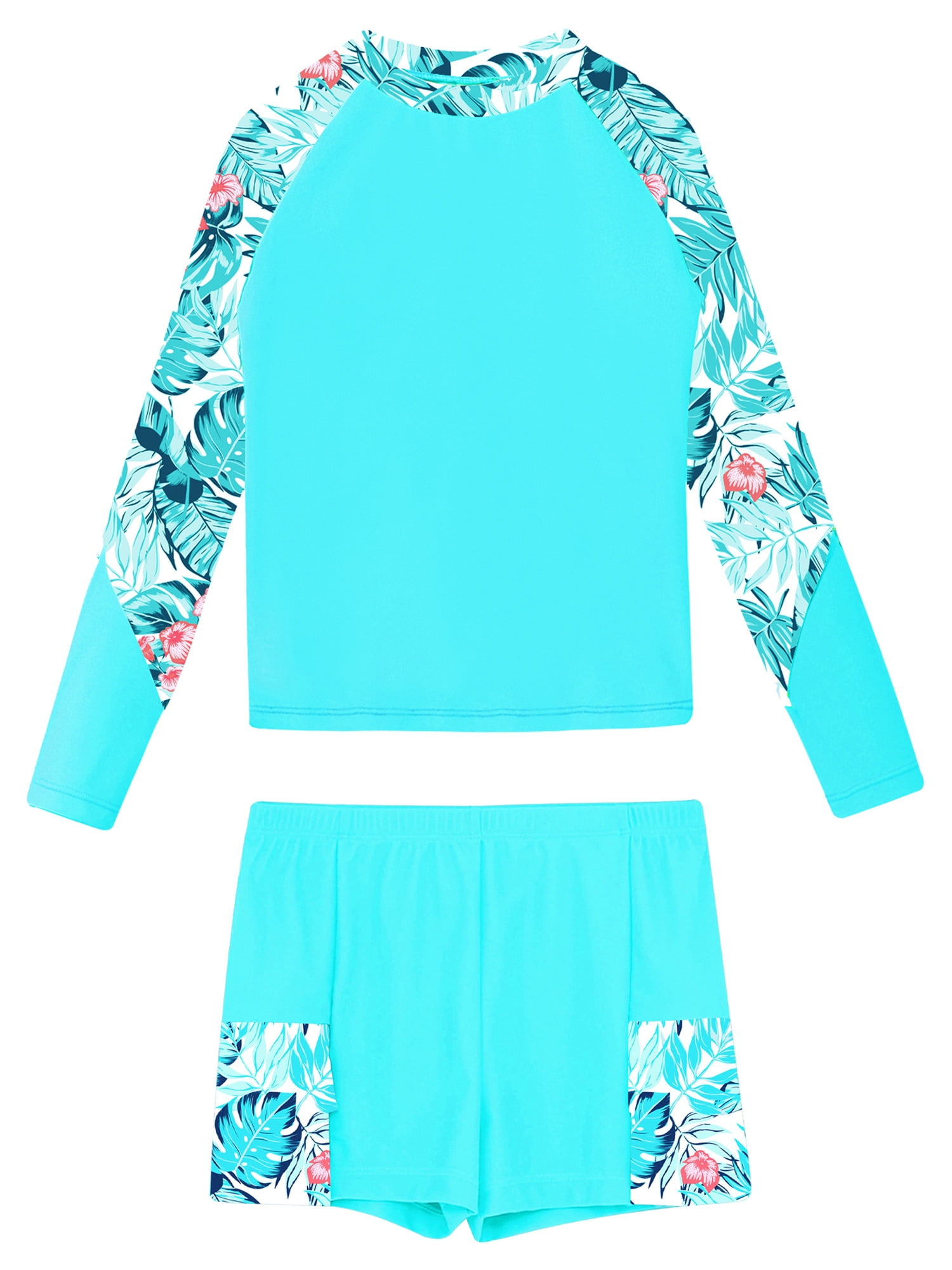 Haitryli Kids Girls 2 Piece Swimsuit UPF 50+ Long Sleeve Rash Guard ...