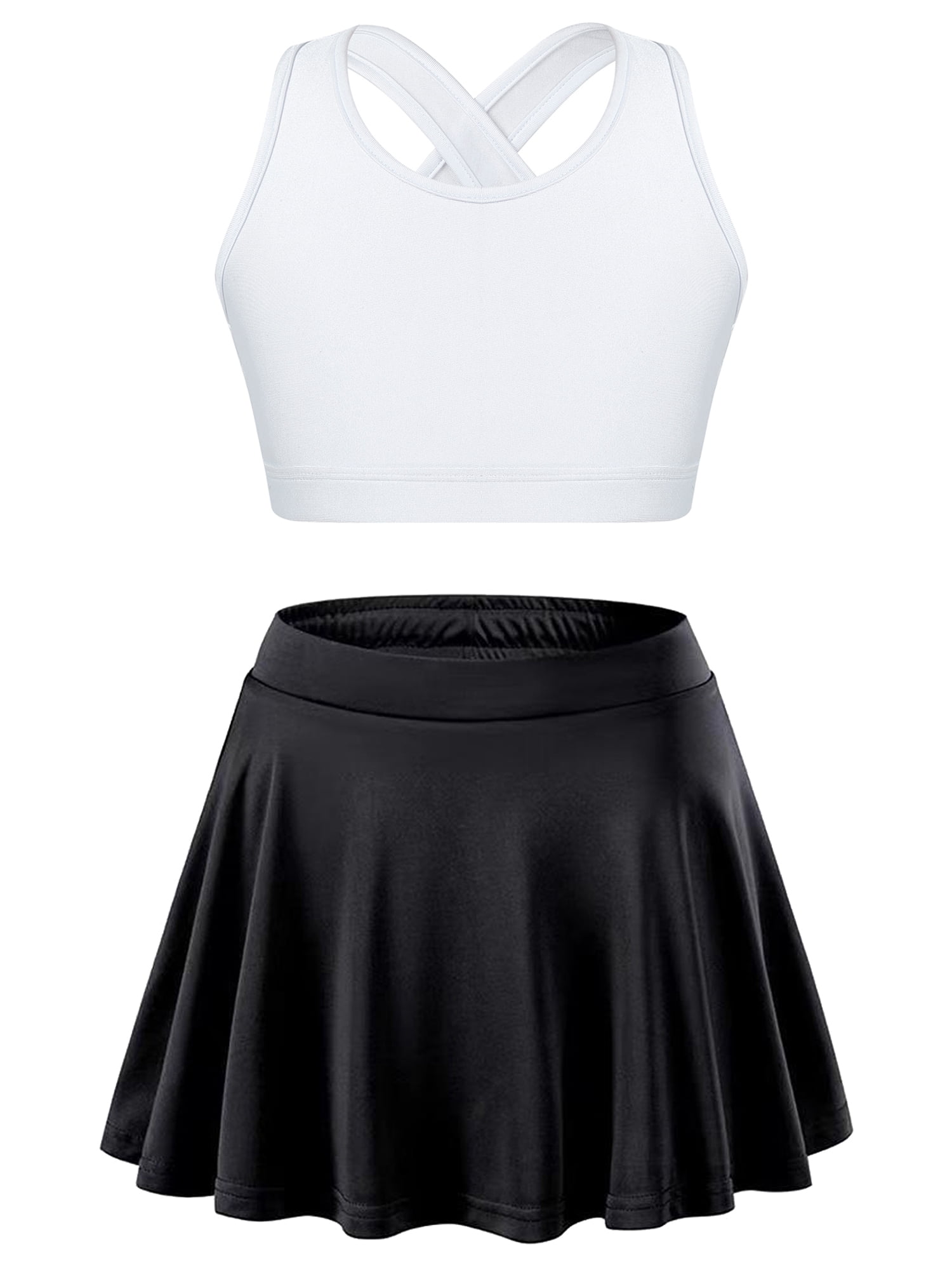 Haitryli Kids Girls 2 Piece Tennis Outfit Dance Crop Tank Vest and Golf ...