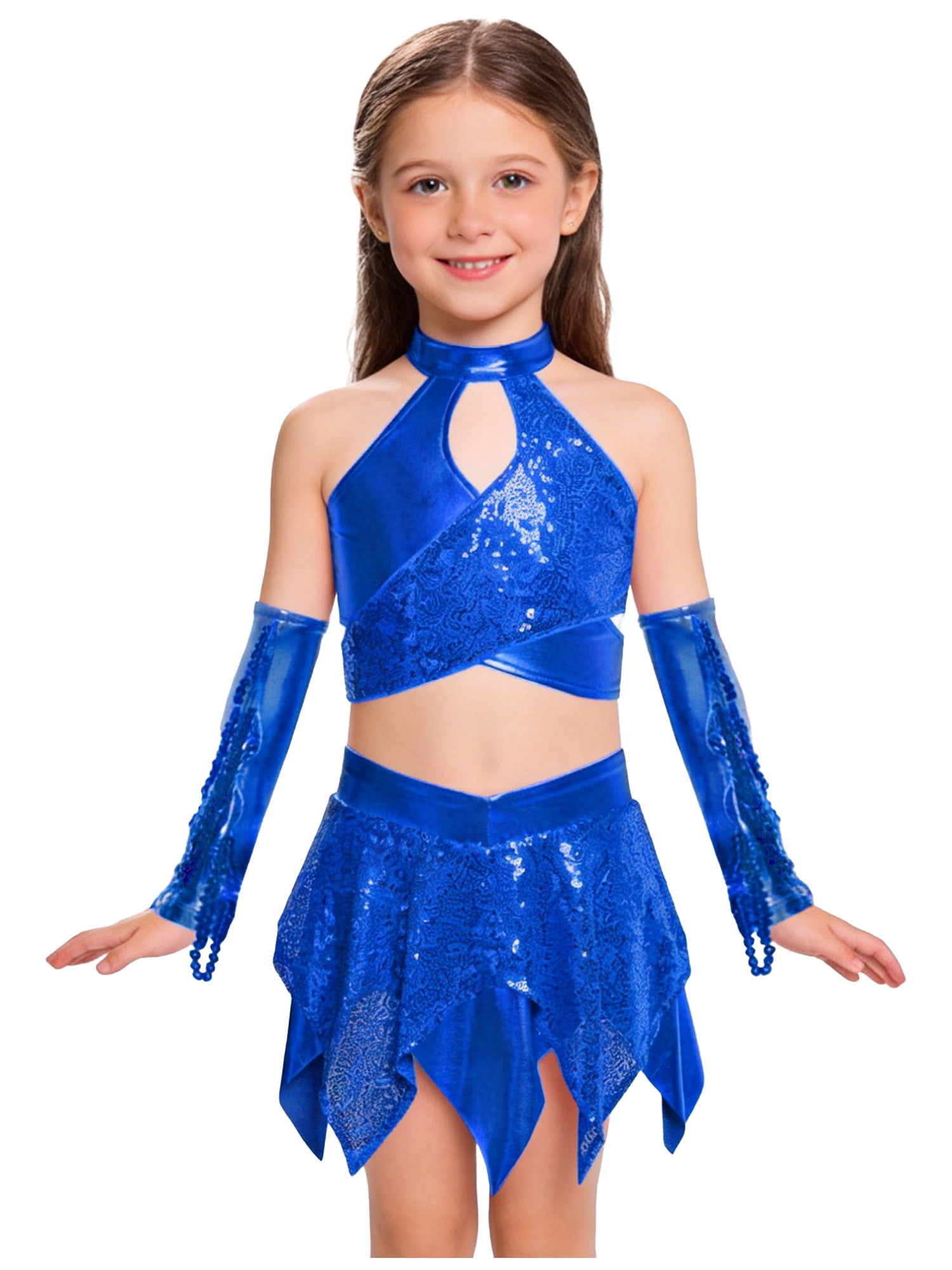 Haitryli Kids Girls 3 Piece Hip Hop Jazz Latin Ballroom Dance Outfits ...