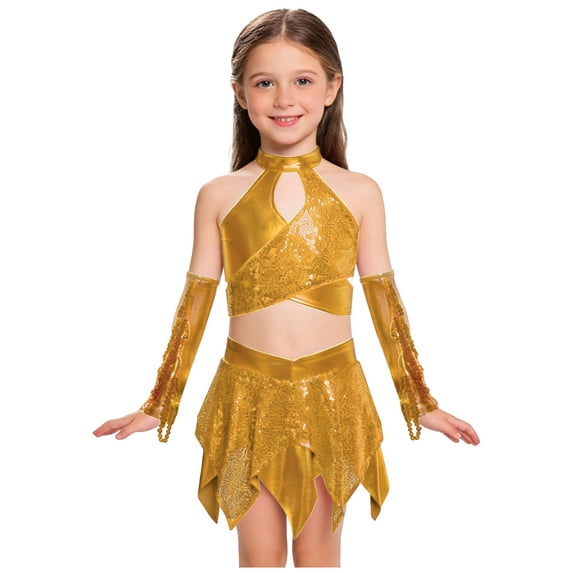 Haitryli Kids Girls 3 Piece Hip Hop Jazz Latin Ballroom Dance Outfits ...