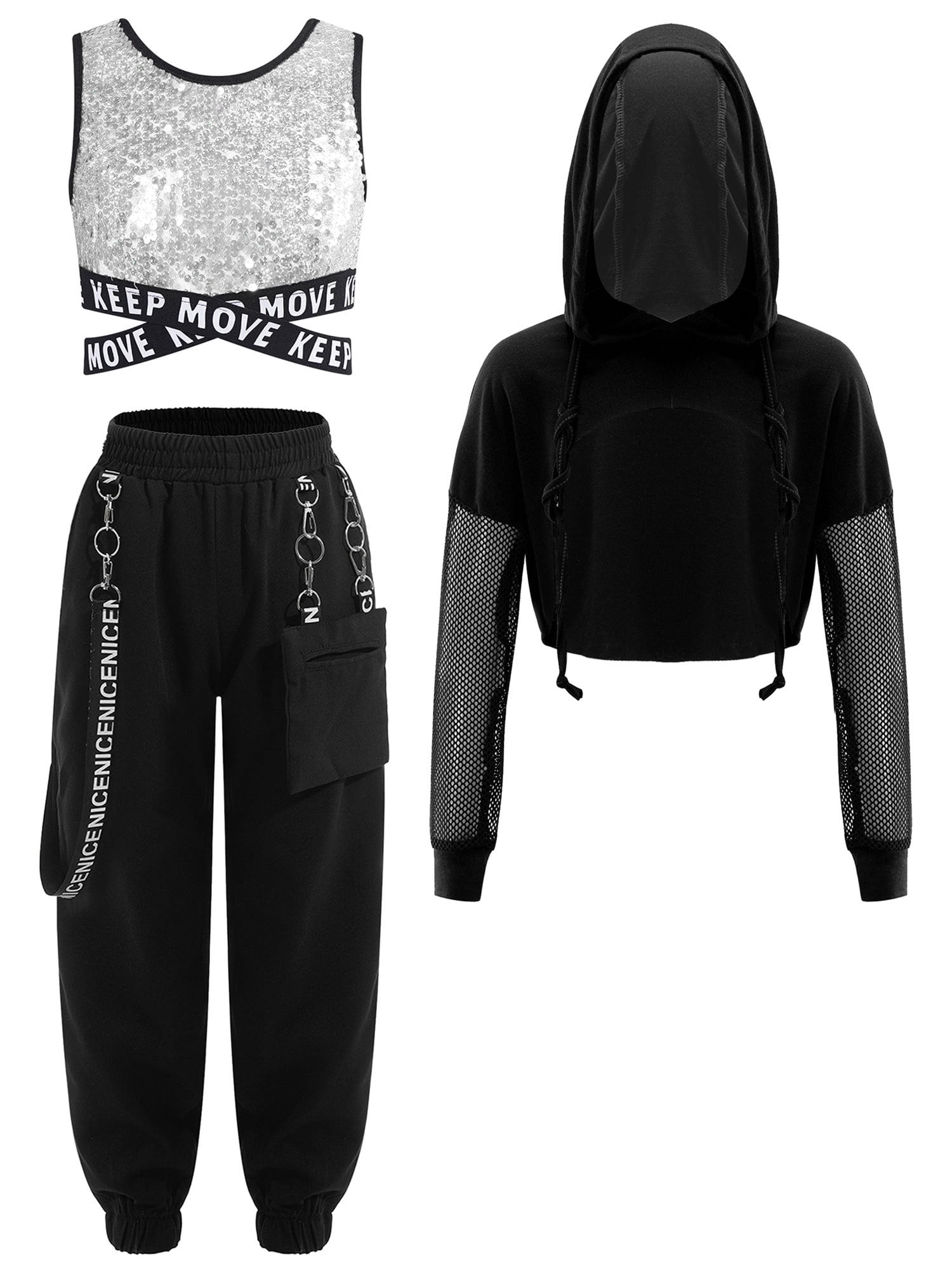 Haitryli Kids Girls 3 Pieces Active Outfit Dance Clothing Set Tracksuit ...