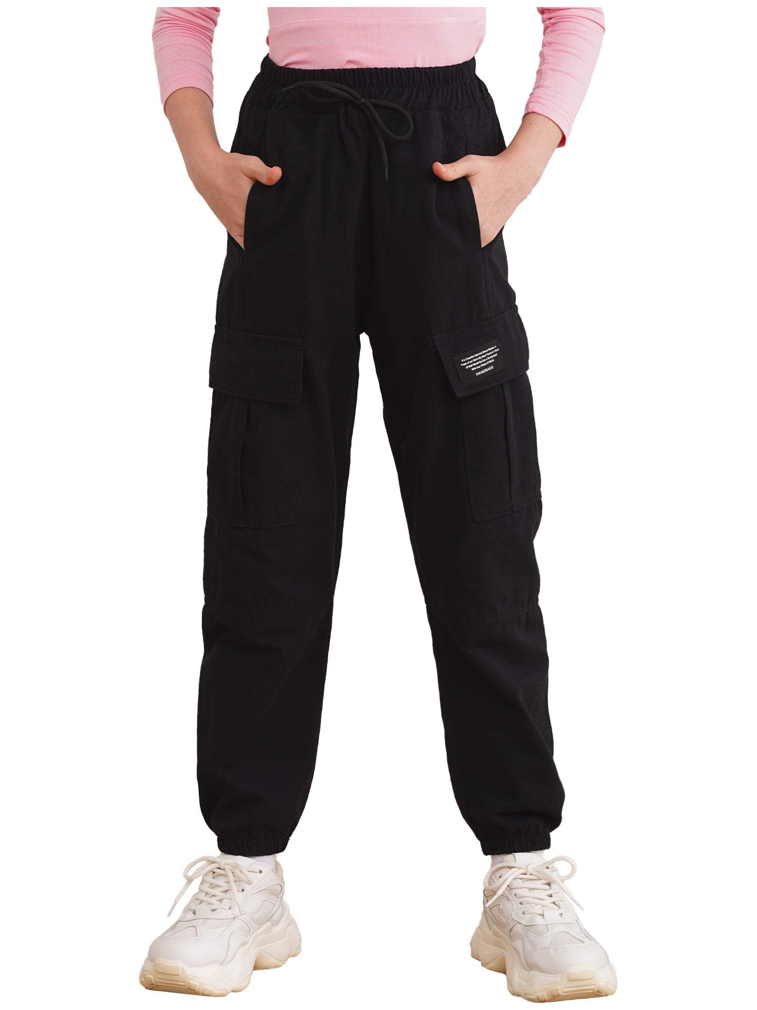 Haitryli Kids Girls Cargo Jogger Pants Street Hip Hop Dance Trousers ...
