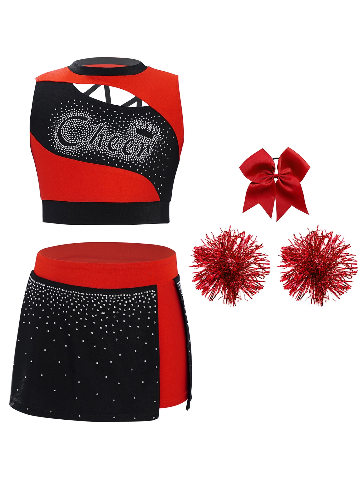 Haitryli Kids Girls Cheer Leader Party Cheerleading Outfit Carnival ...