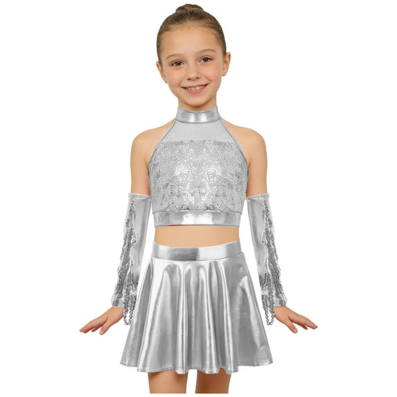 Haitryli Kids Girls Disco Latin Hip Hop Jazz Dance Outfit Sequin Dance ...
