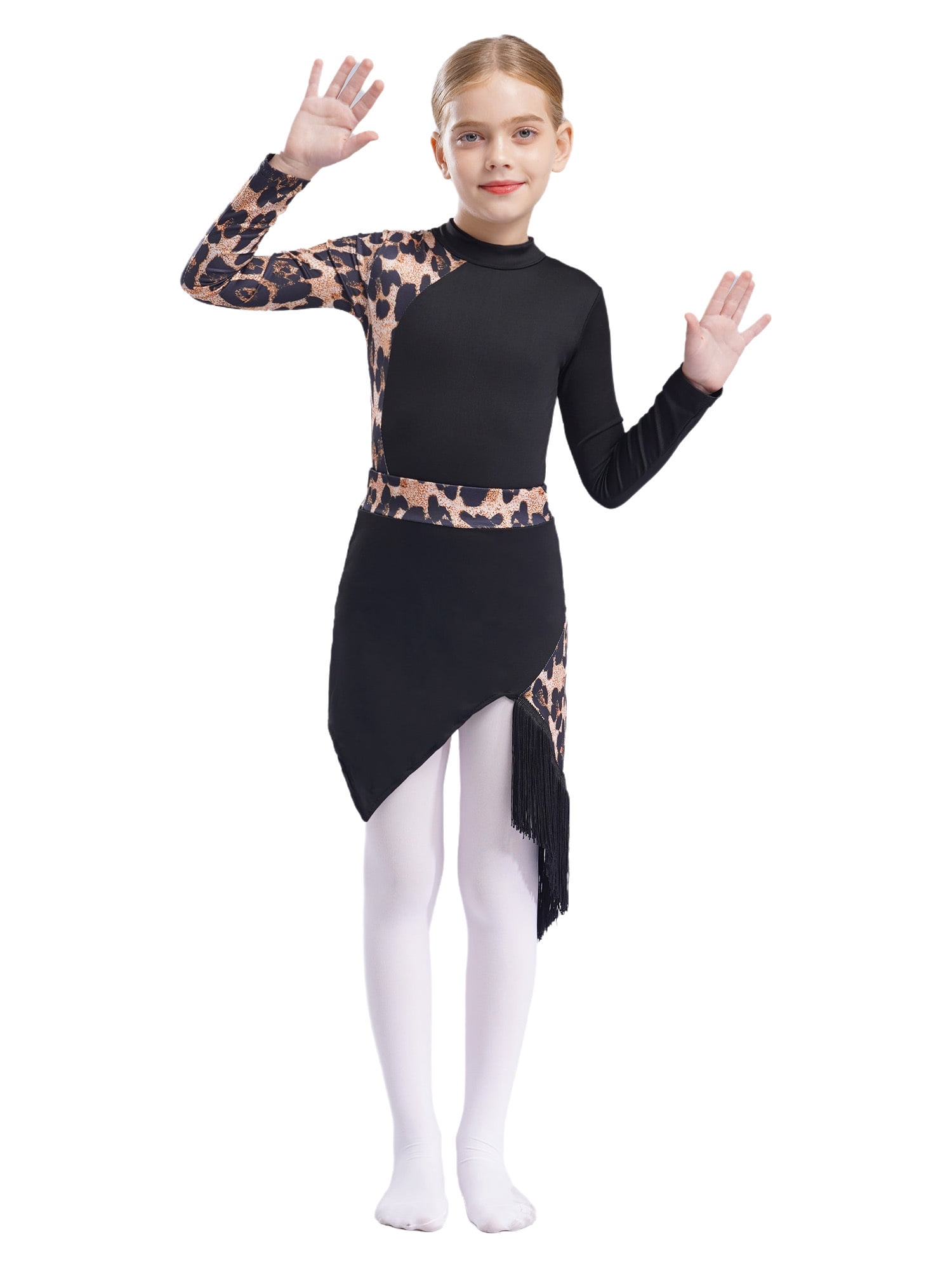 Haitryli Kids Girls Fringe Latin Salsa Dance Dress Modern Ballroom ...