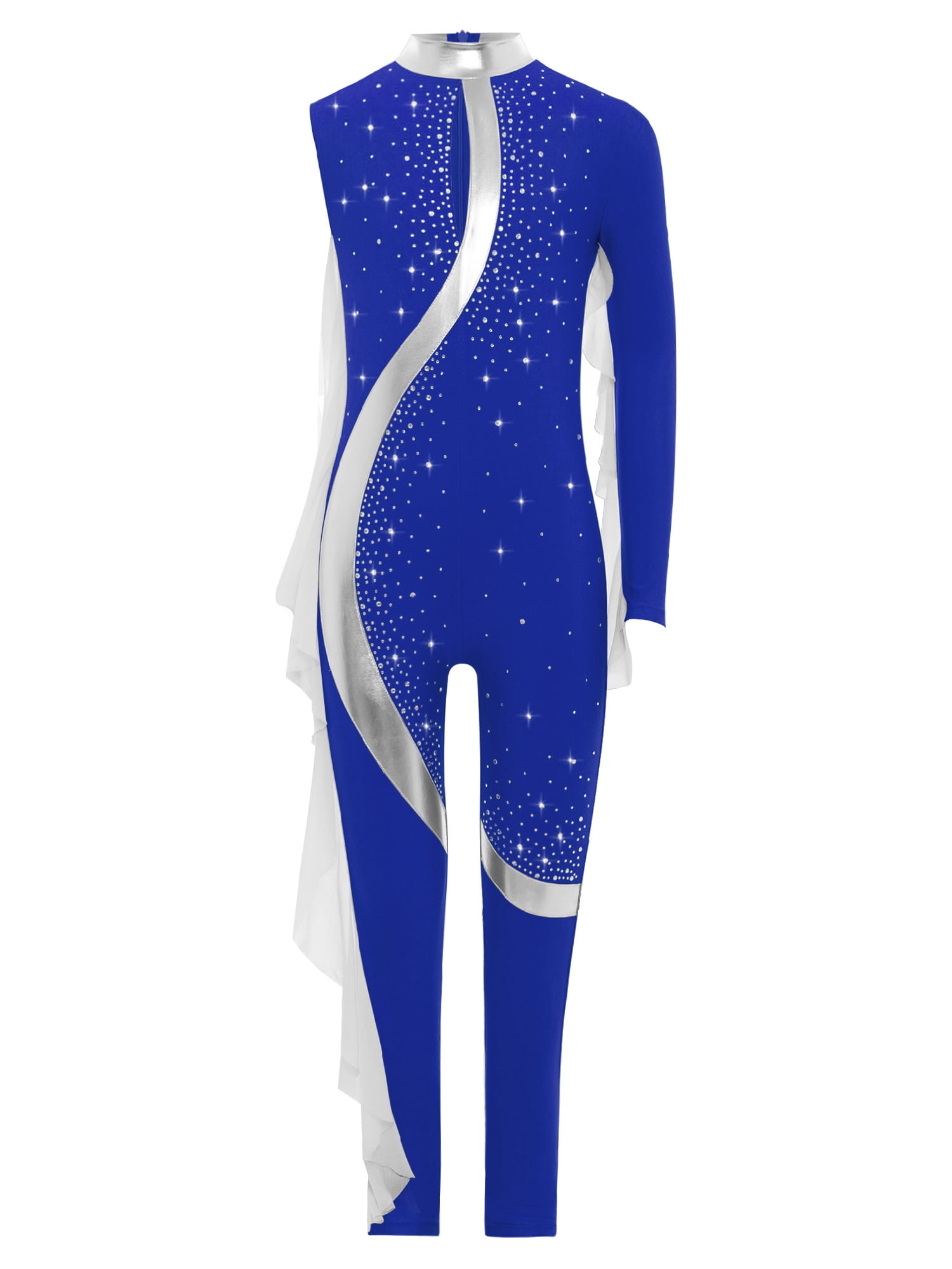 Haitryli Kids Girls Gymnastics Dance Bodysuit Mesh Ruffle Full Body ...