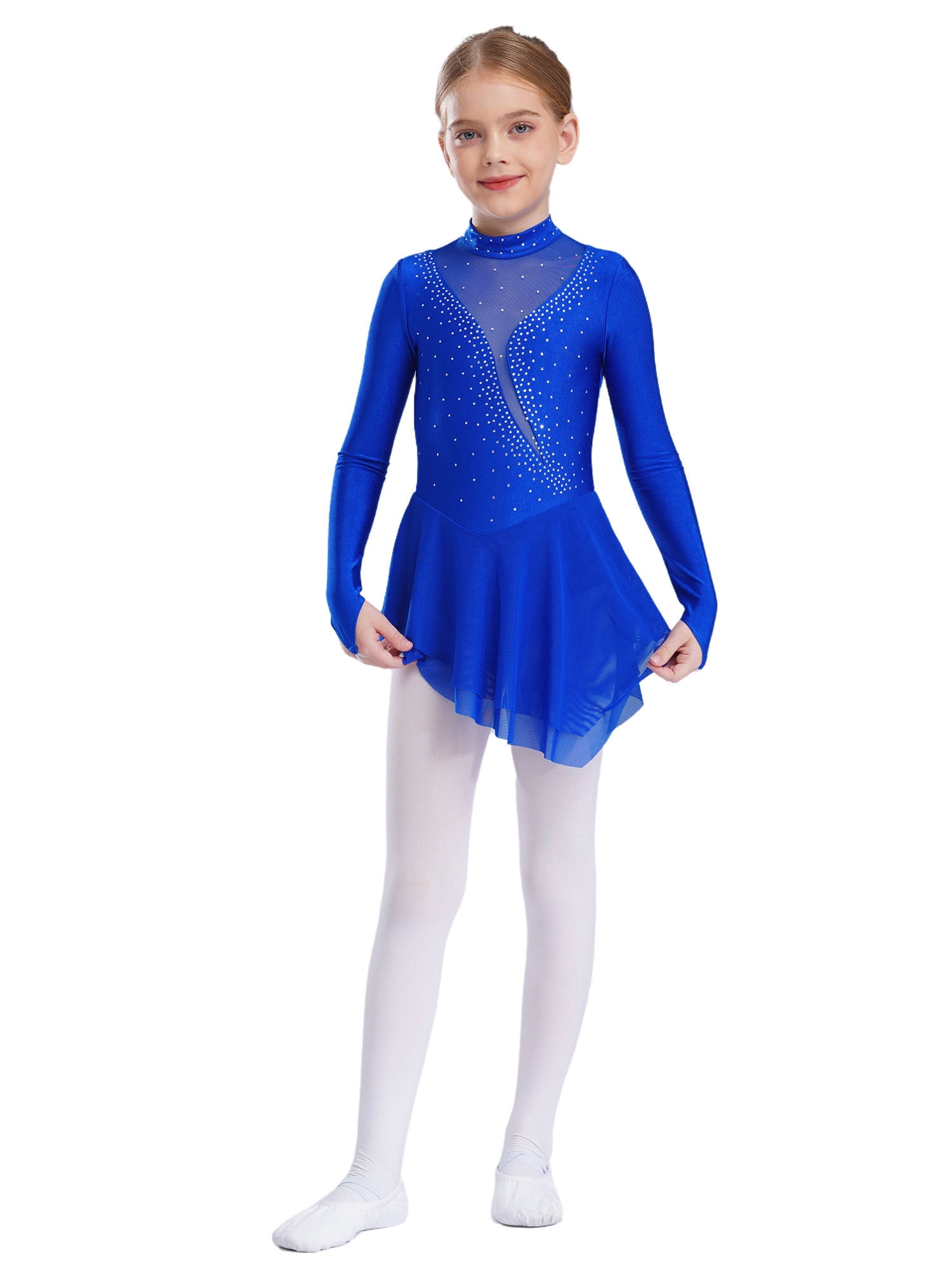 Haitryli Kids Girls Gymnastics Wrap Skirt Mesh Splice Ballet Tutu Dress ...