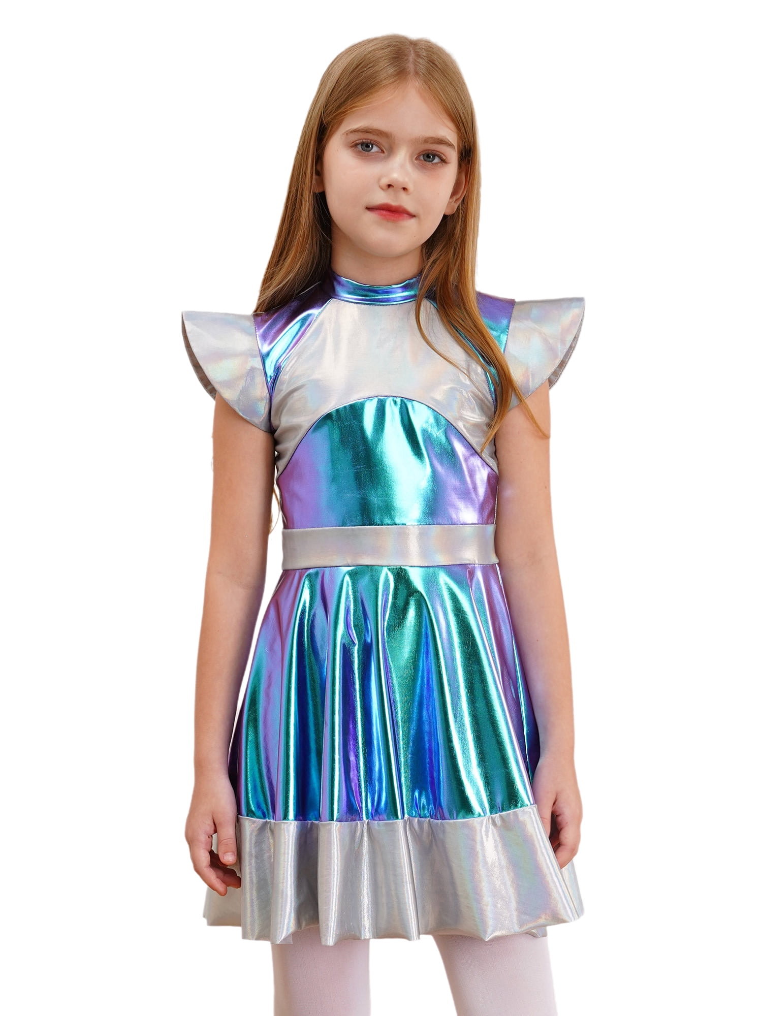 Haitryli Kids Girls Halloween Alien Costume Outer Space Cap Sleeve ...