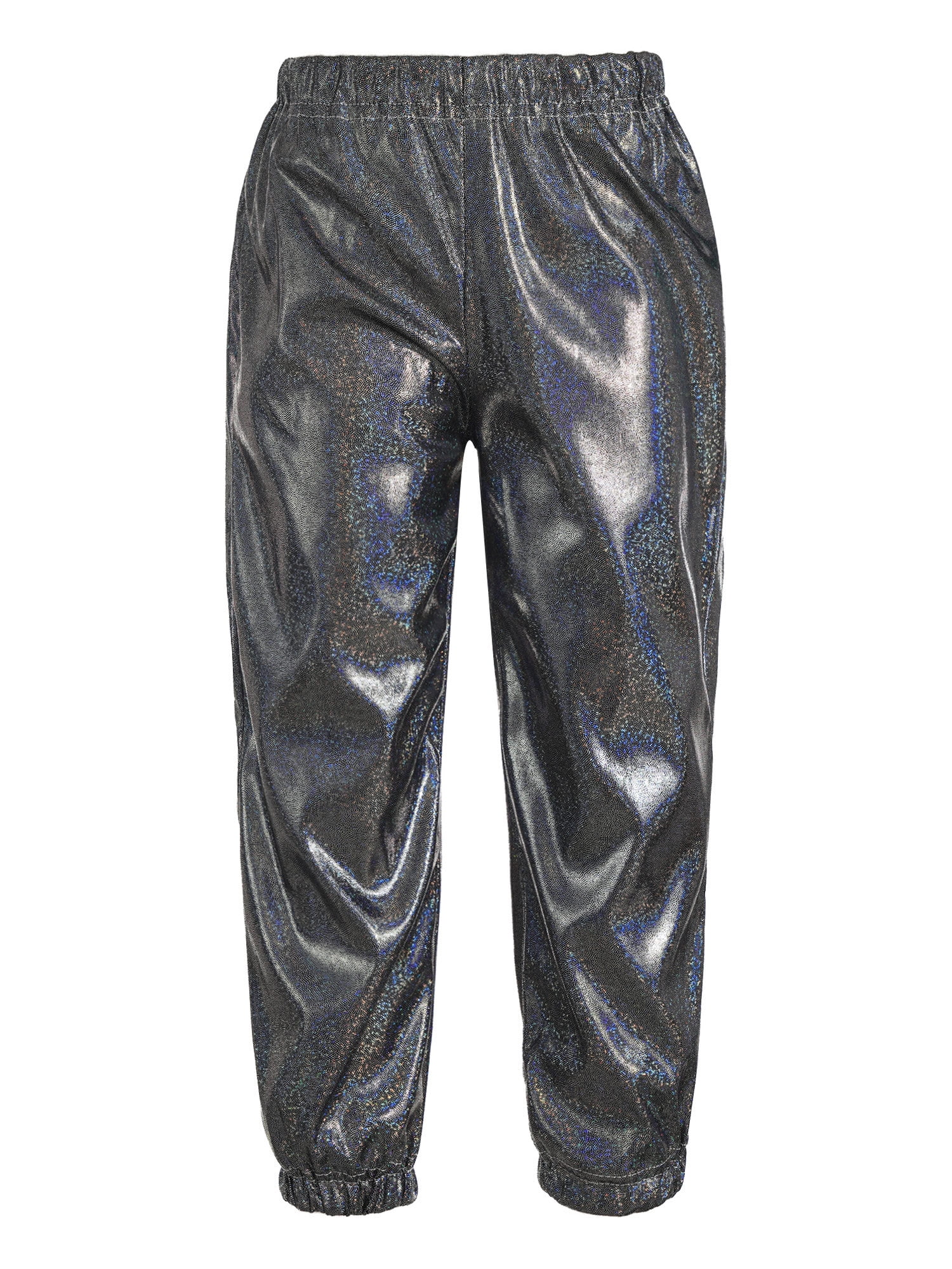 Haitryli Kids Girls Hip Hop Dance Pants Shiny Metallic Trousers Stage ...