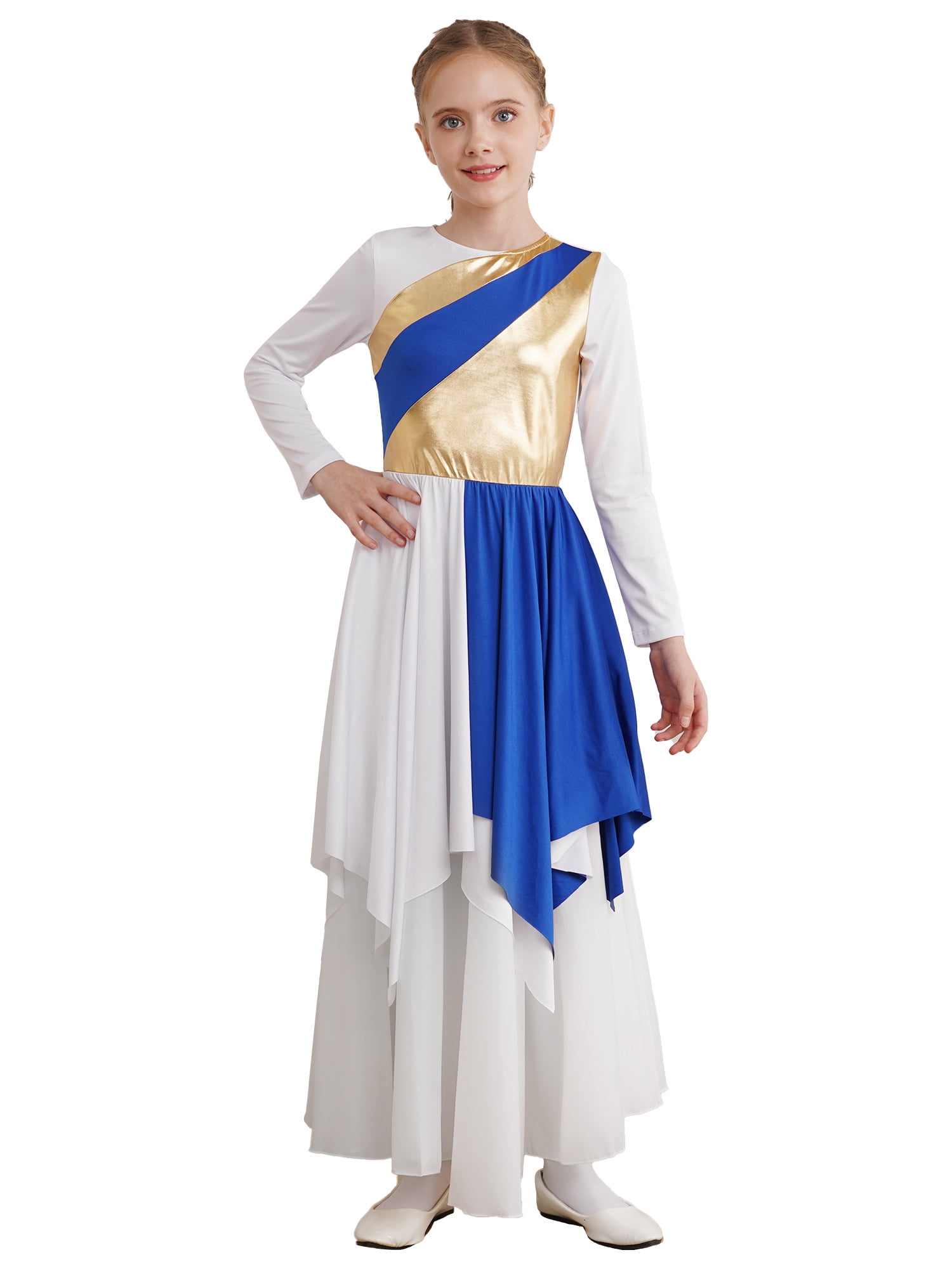 Haitryli Kids Girls Long Sleeve Praise Lyrical Dance Dress Worship ...