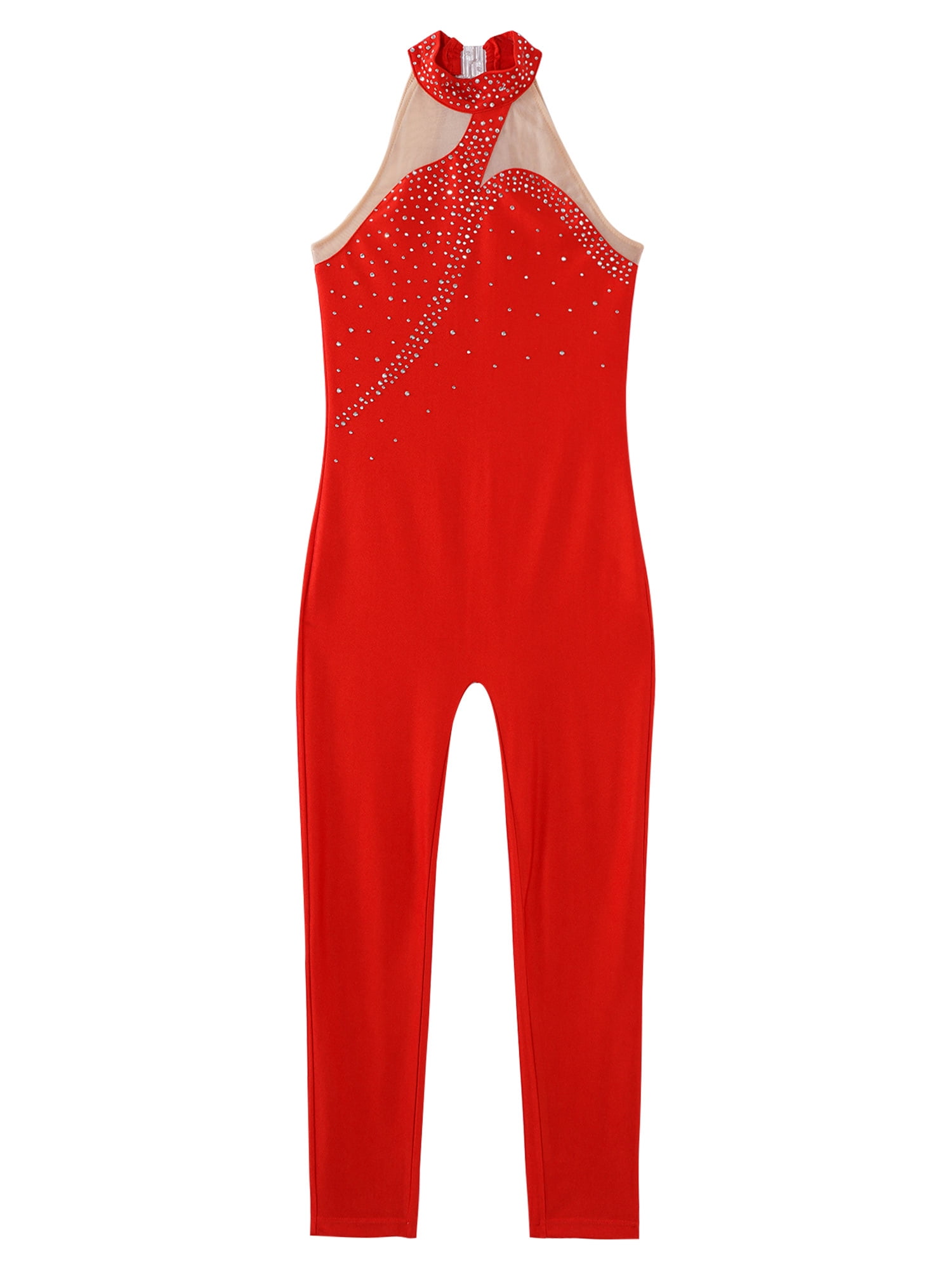 Haitryli Kids Girls Rhinestone One Piece Full Body Unitard Dance ...