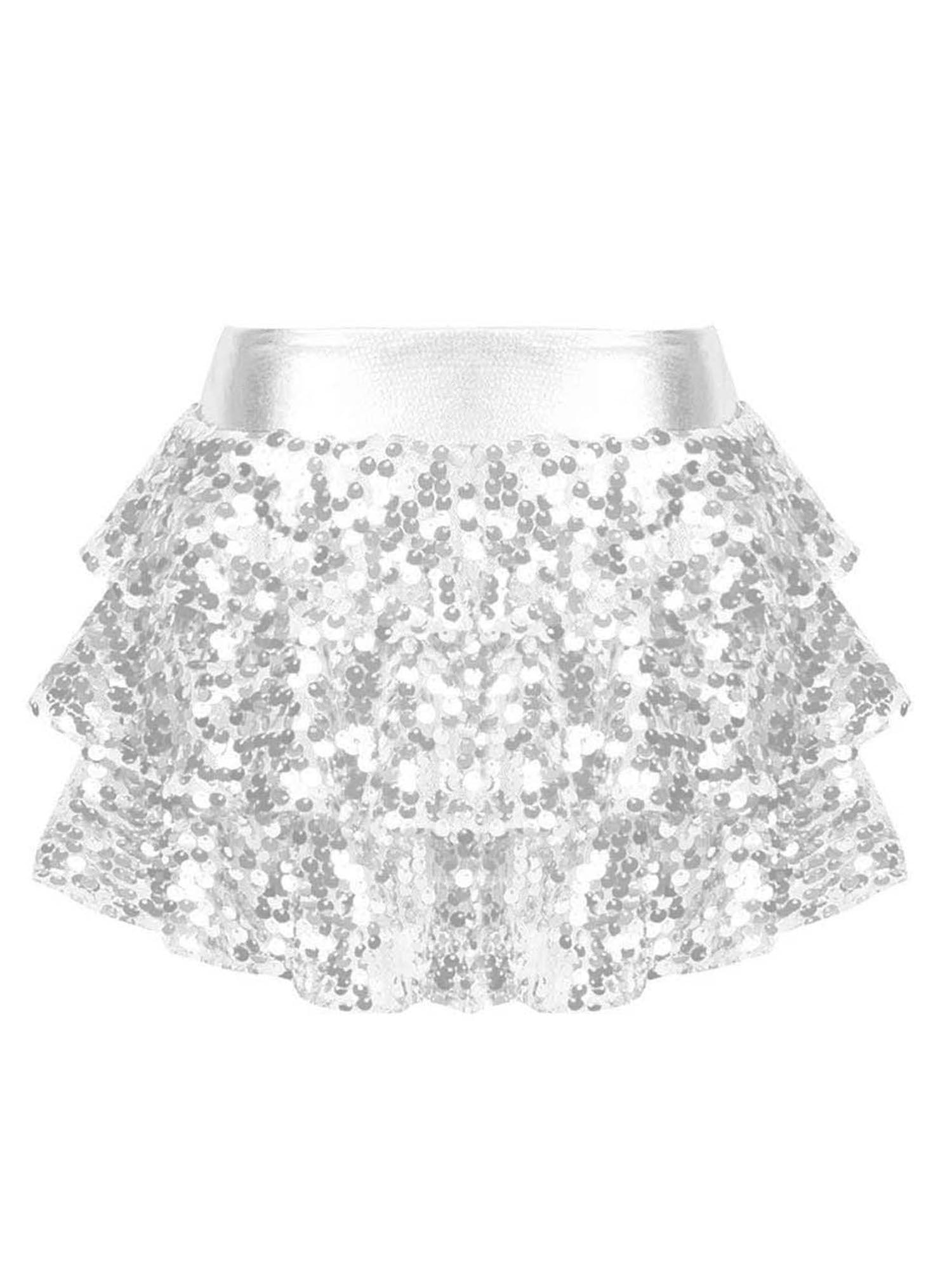 Haitryli Kids Girls Sequined Metallic Mini Ballet Hip Hop Jazz Latin ...