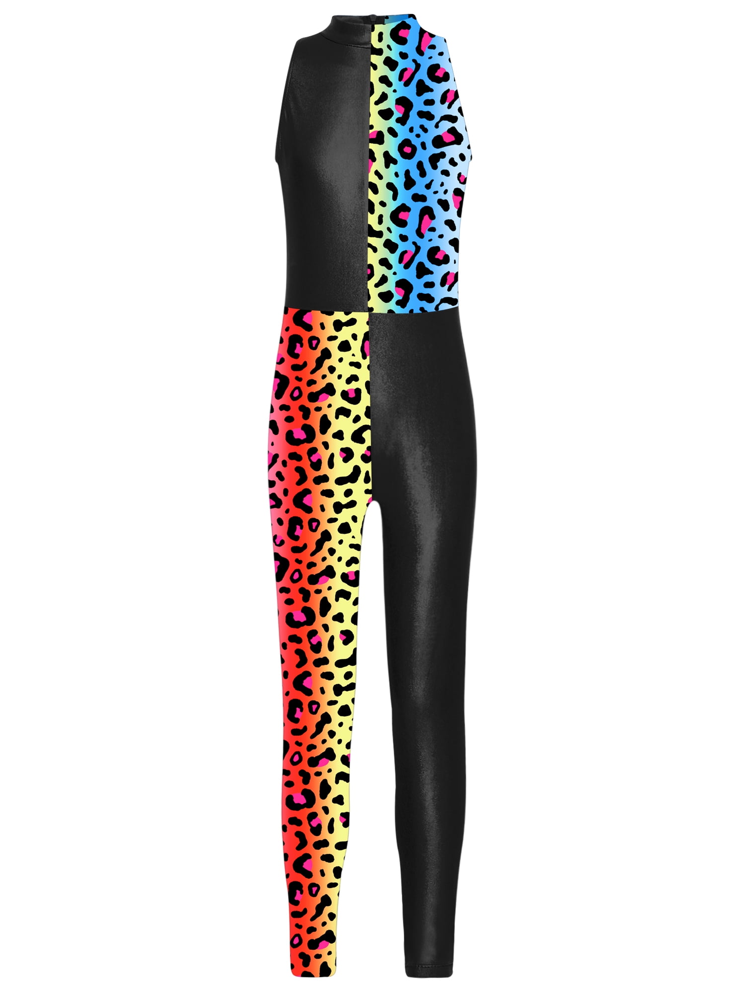 Haitryli Kids Girls Shiny Metallic Sleeveless Gymnastics Dance Leotard ...