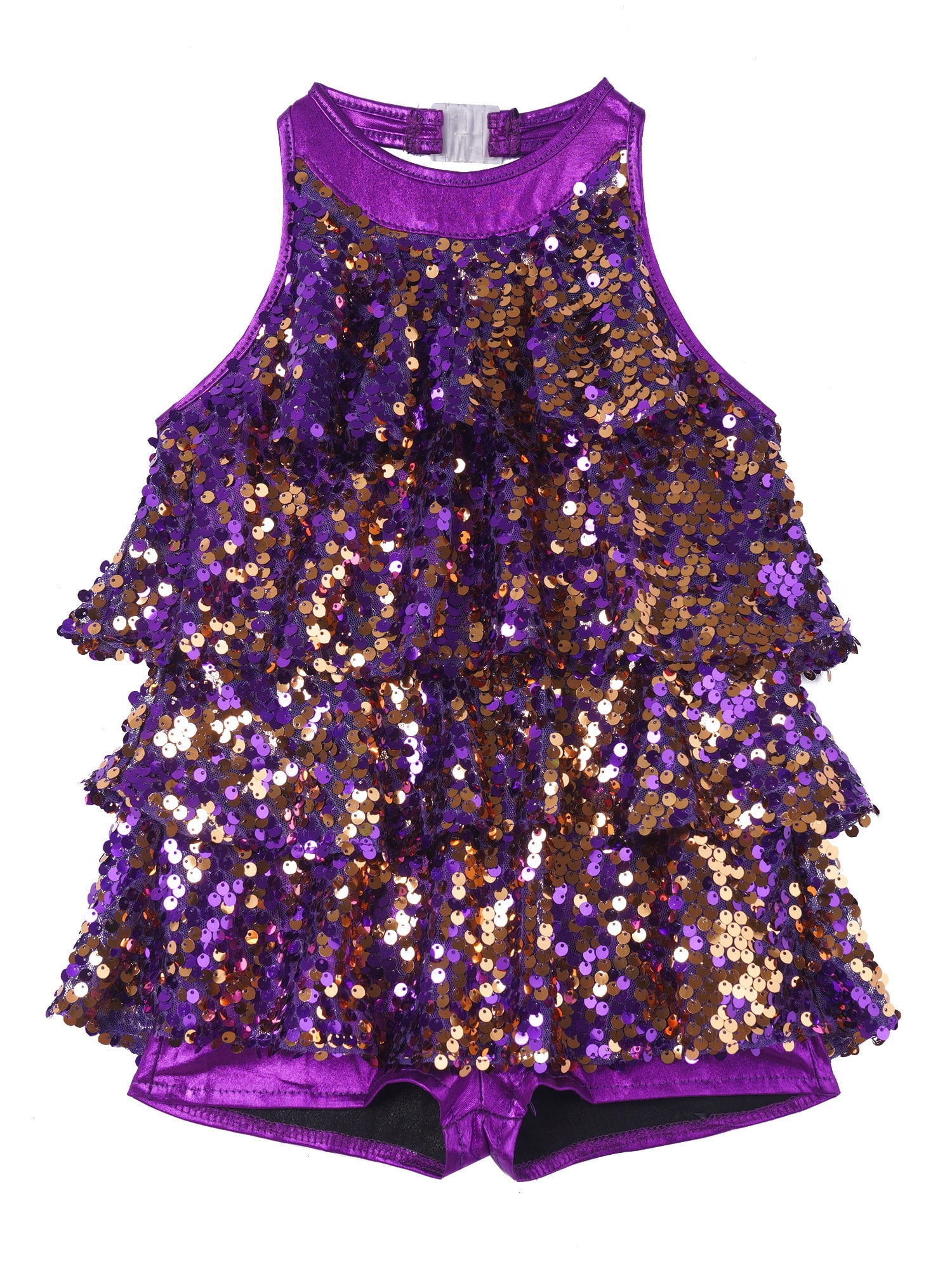 Haitryli Kids Girls Shiny Sequined Modern Jazz Latin Ballet Dance Dress ...