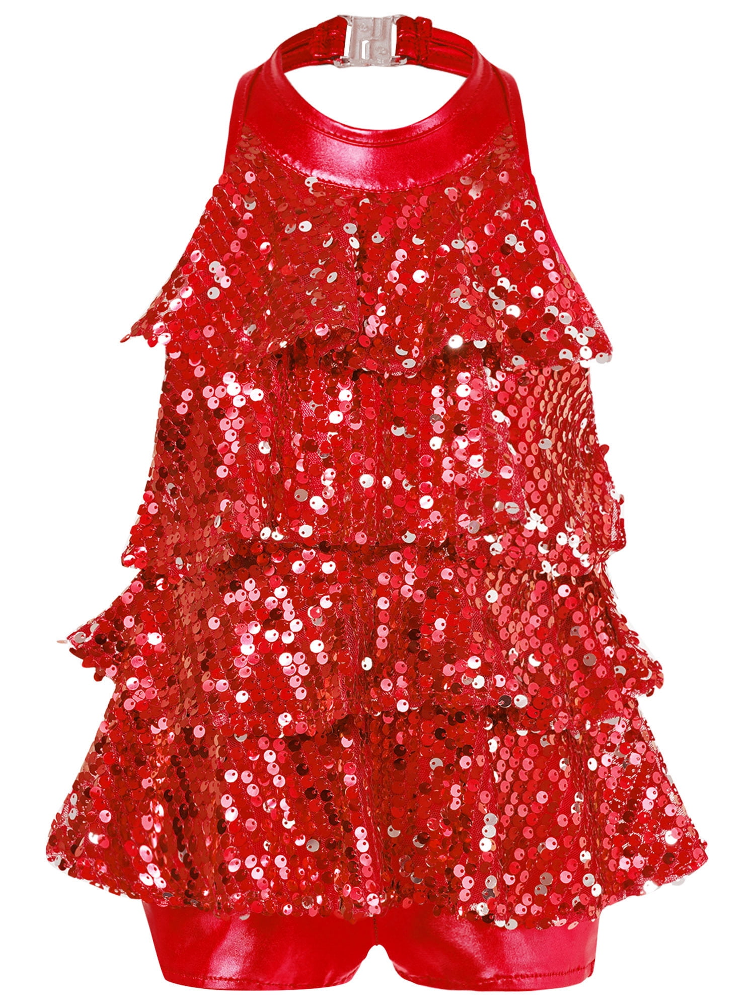 Haitryli Kids Girls Shiny Sequined Modern Jazz Latin Ballet Dance Dress ...