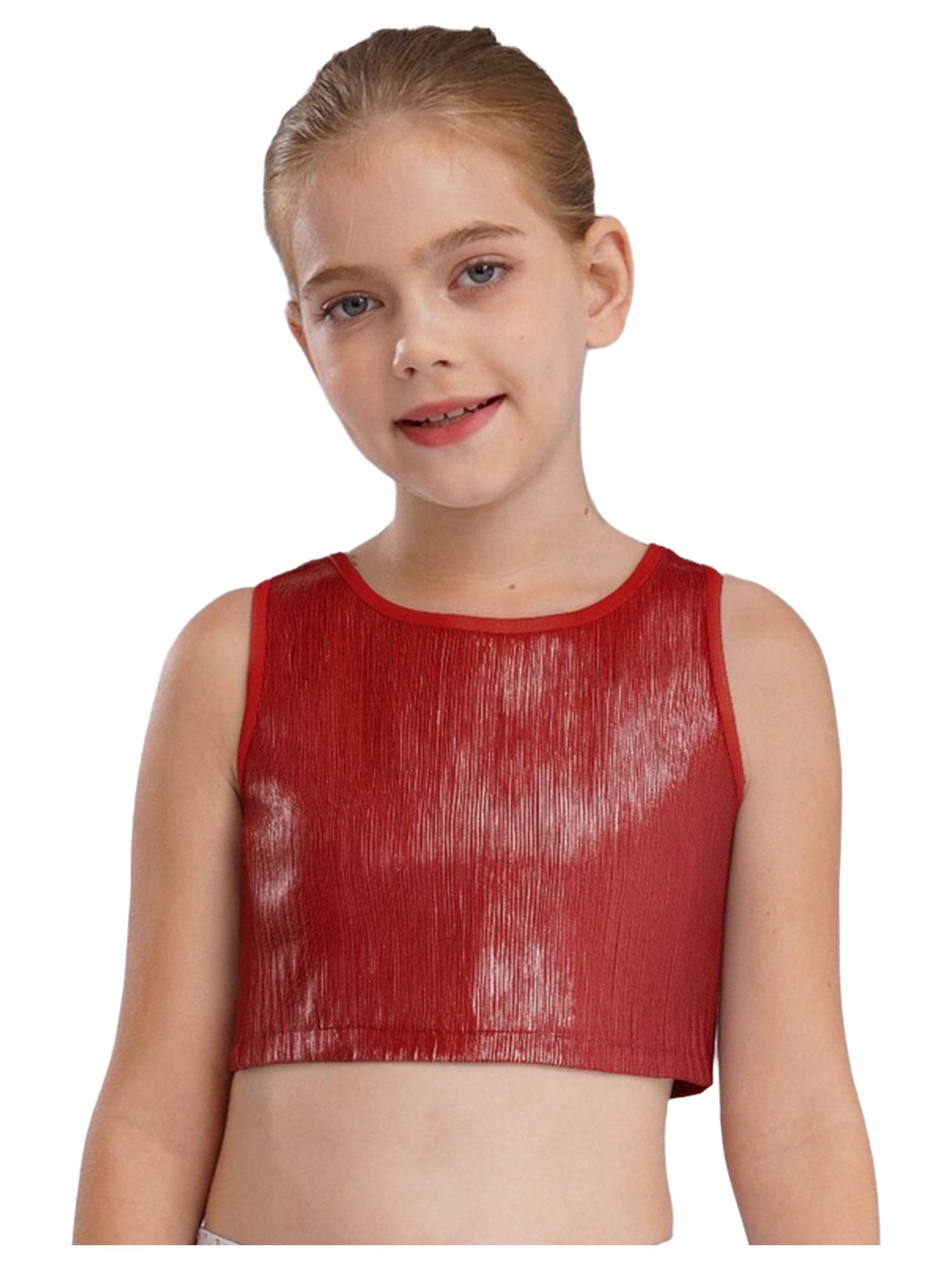 Haitryli Kids Girls Sleeveless Metallic Tank Top Gymnastics Ballet ...