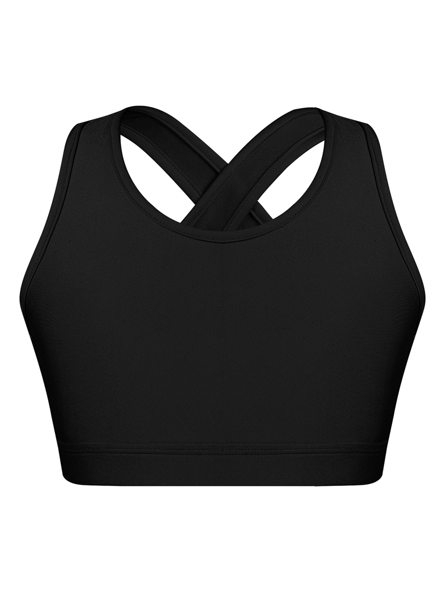 Haitryli Kids Girls Solid Color Basic Sports Bra Crisscross Keyhole ...