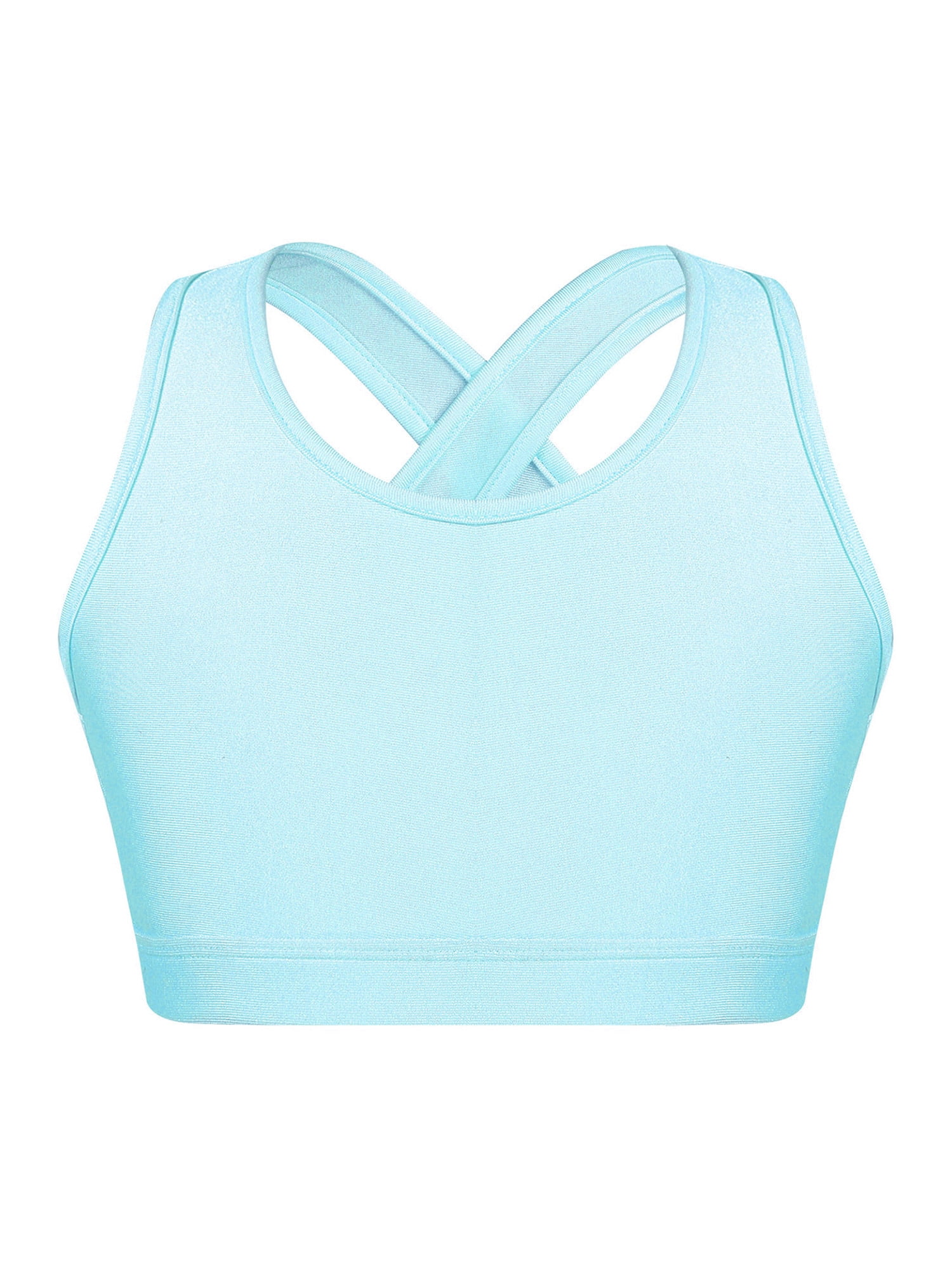 Haitryli Kids Girls Solid Color Basic Sports Bra Crisscross Keyhole ...