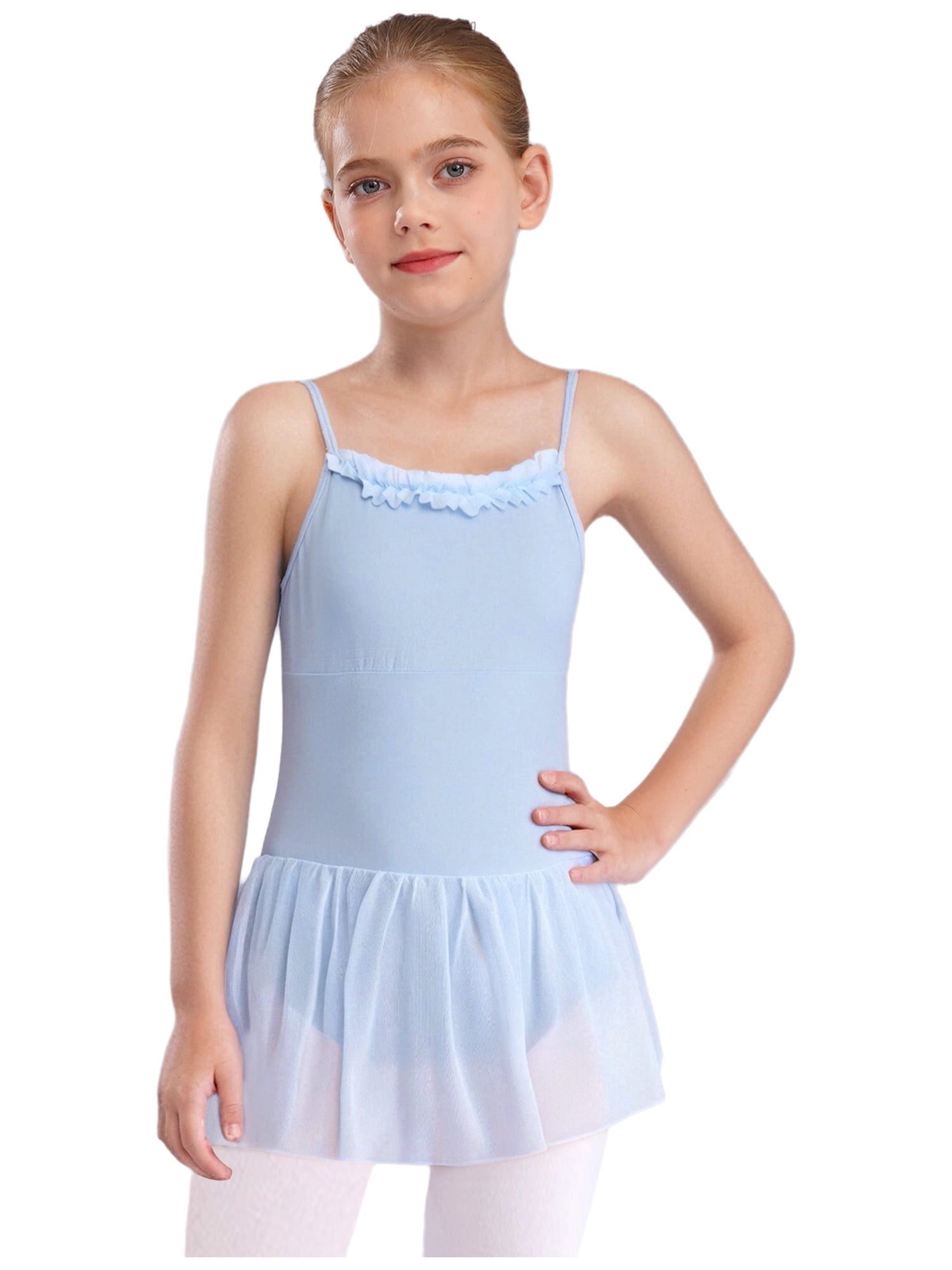 Haitryli Kids Girls Spaghetti Straps Ballet Dress Gymnastics Dance ...