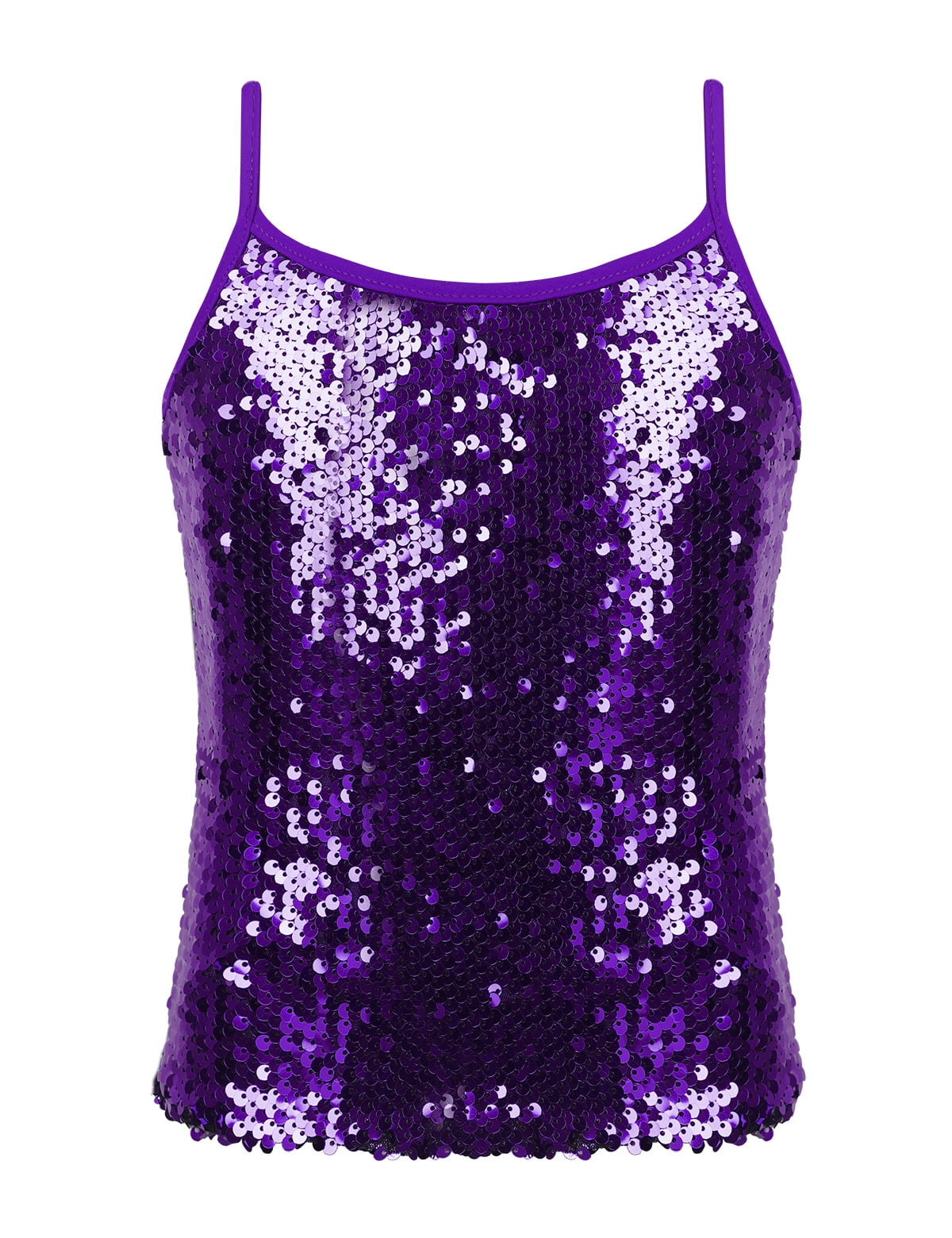Haitryli Kids Girls Sparkle Sequins Dance Tops Camisole Shirt Tank Top ...