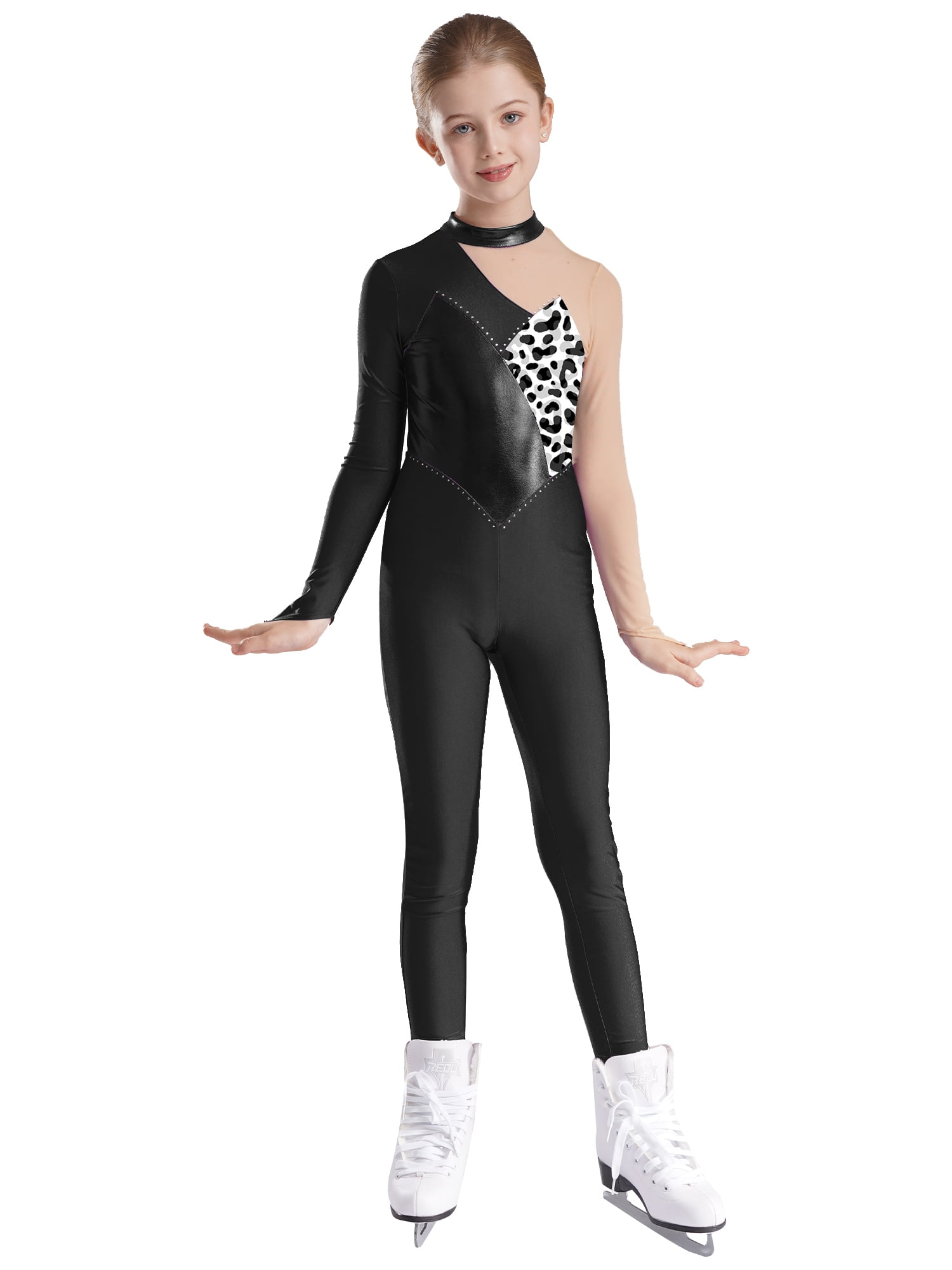 Haitryli Kids Girls Sparkly Gymnastics Jumpsuit Ice Skating Leotard ...
