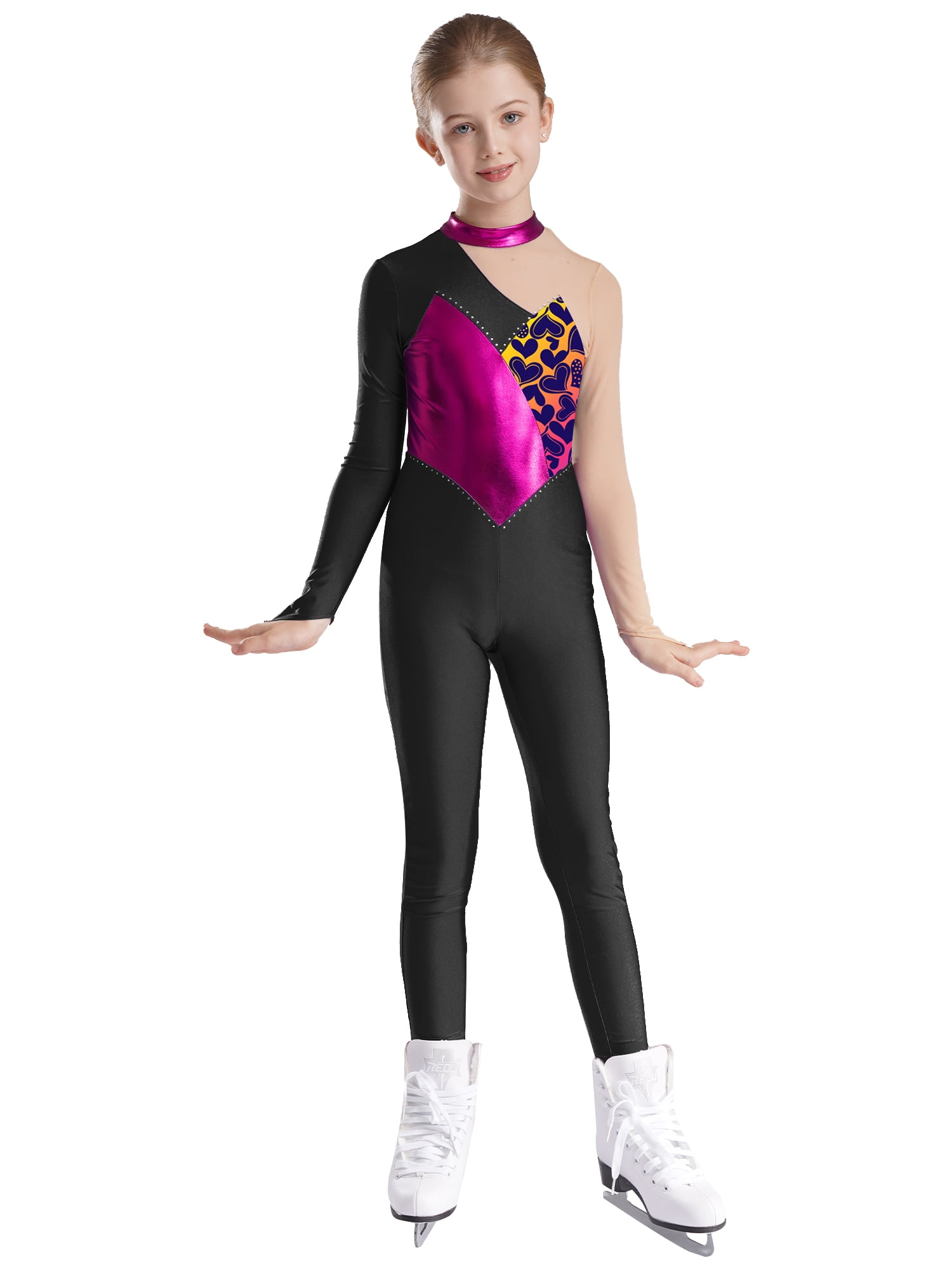 Haitryli Kids Girls Sparkly Gymnastics Jumpsuit Ice Skating Leotard ...