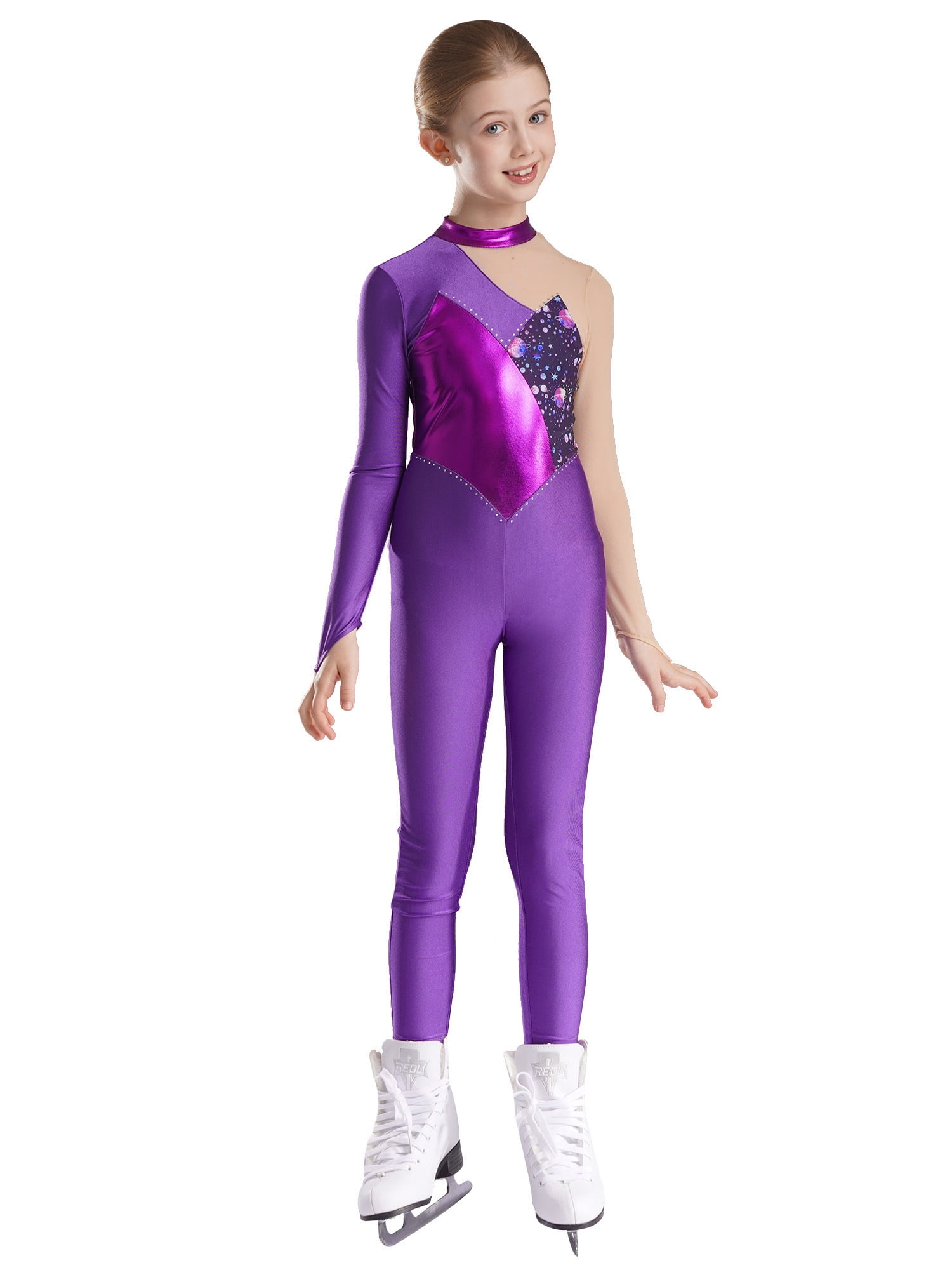 Haitryli Kids Girls Sparkly Gymnastics Jumpsuit Ice Skating Leotard ...