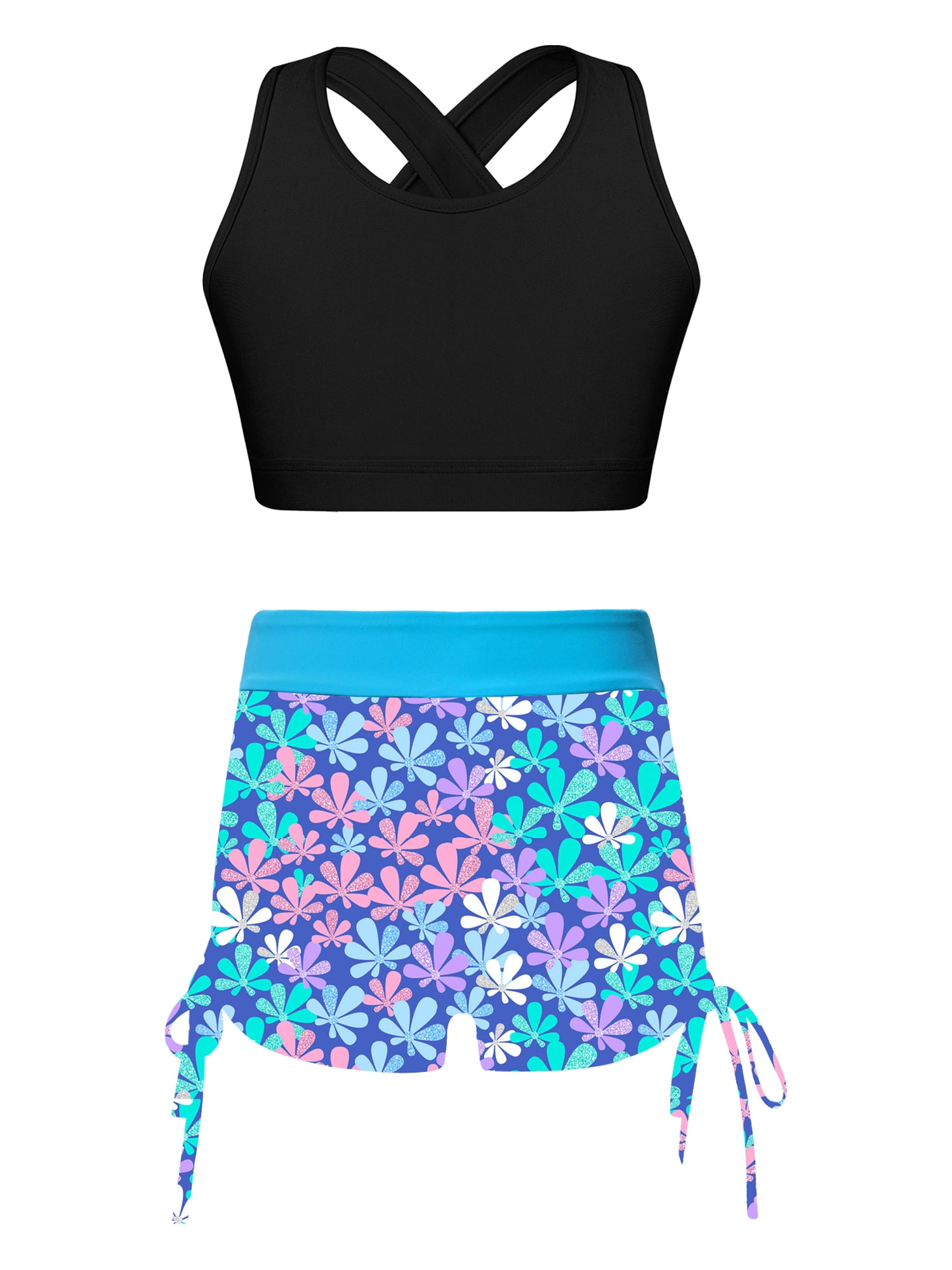 Haitryli Kids Girls Two Piece Swimsuit Tankini Sleeveless Crop Tank ...