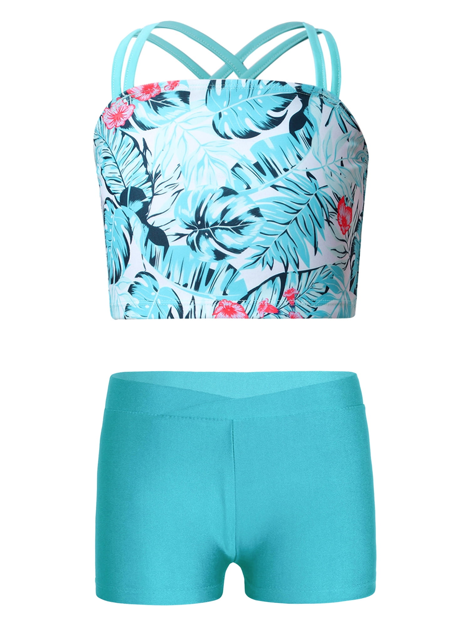 Haitryli Kids Girls Two Piece Swimsuit Wetsuit Tankini Rash Guard Crop ...