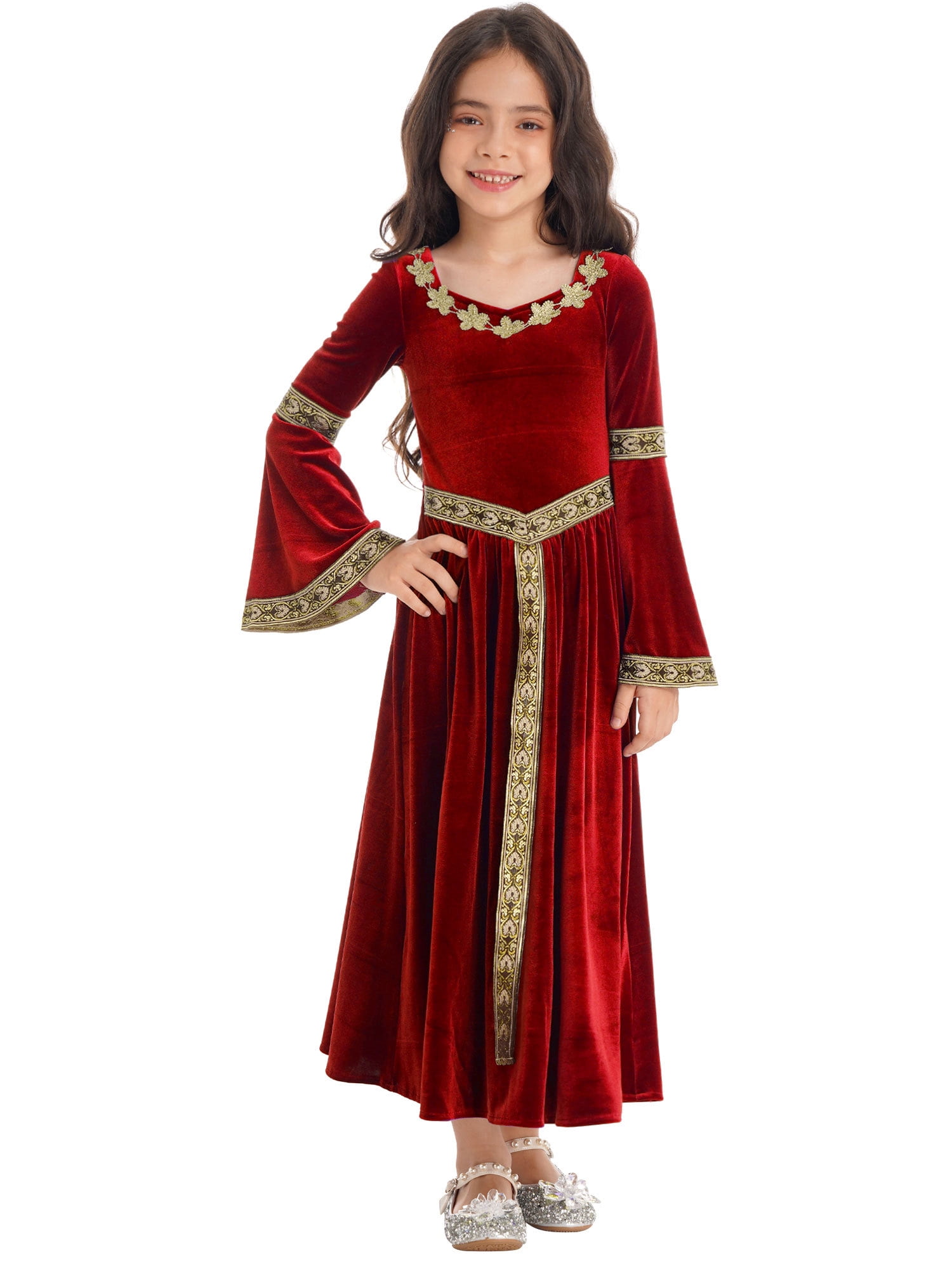Haitryli Kids Girls Velvet Vintage Renaissance Dresses Halloween ...